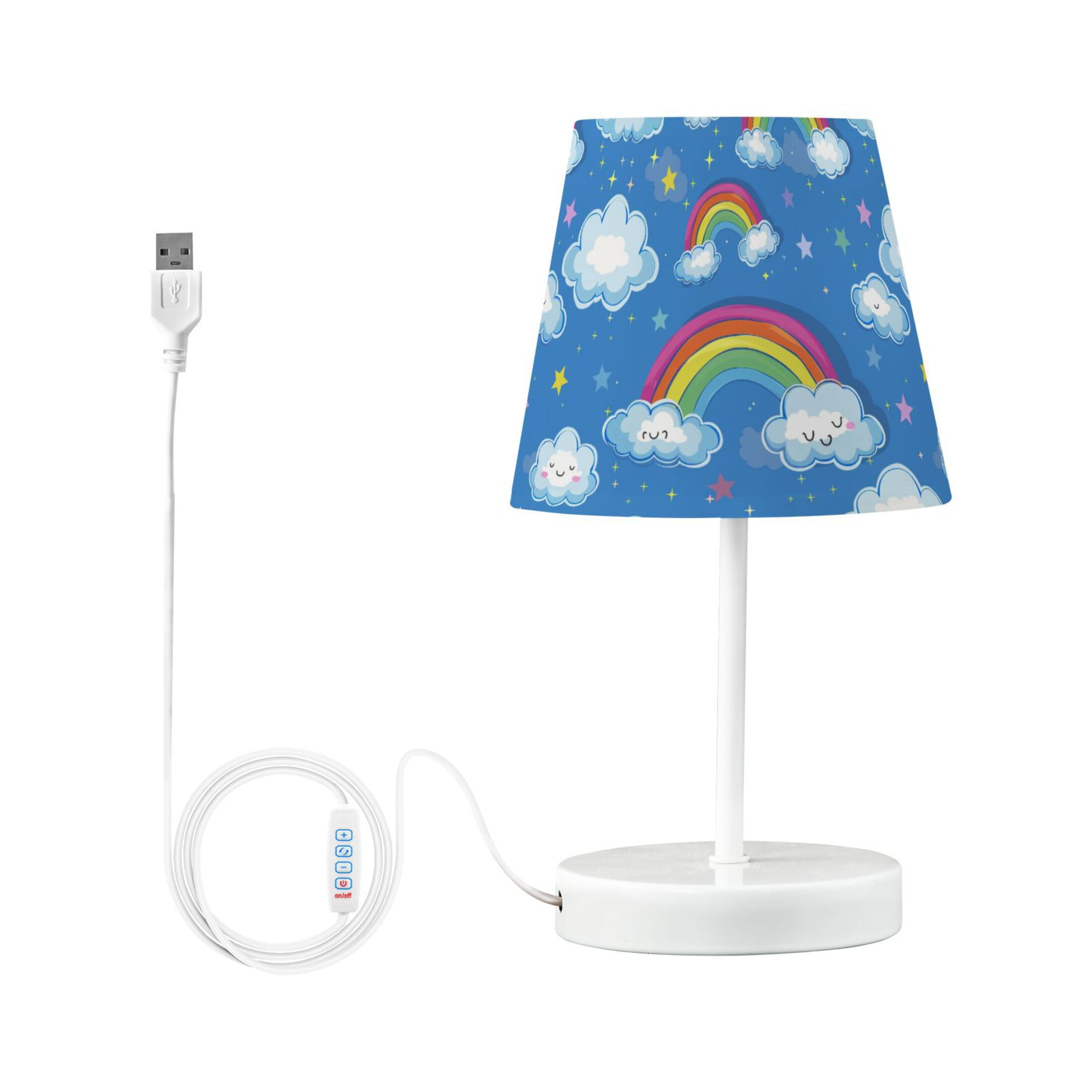 LED Desk Lamp Cute Rainbow and Cloud Table Nightstand Lamps with 3 ...