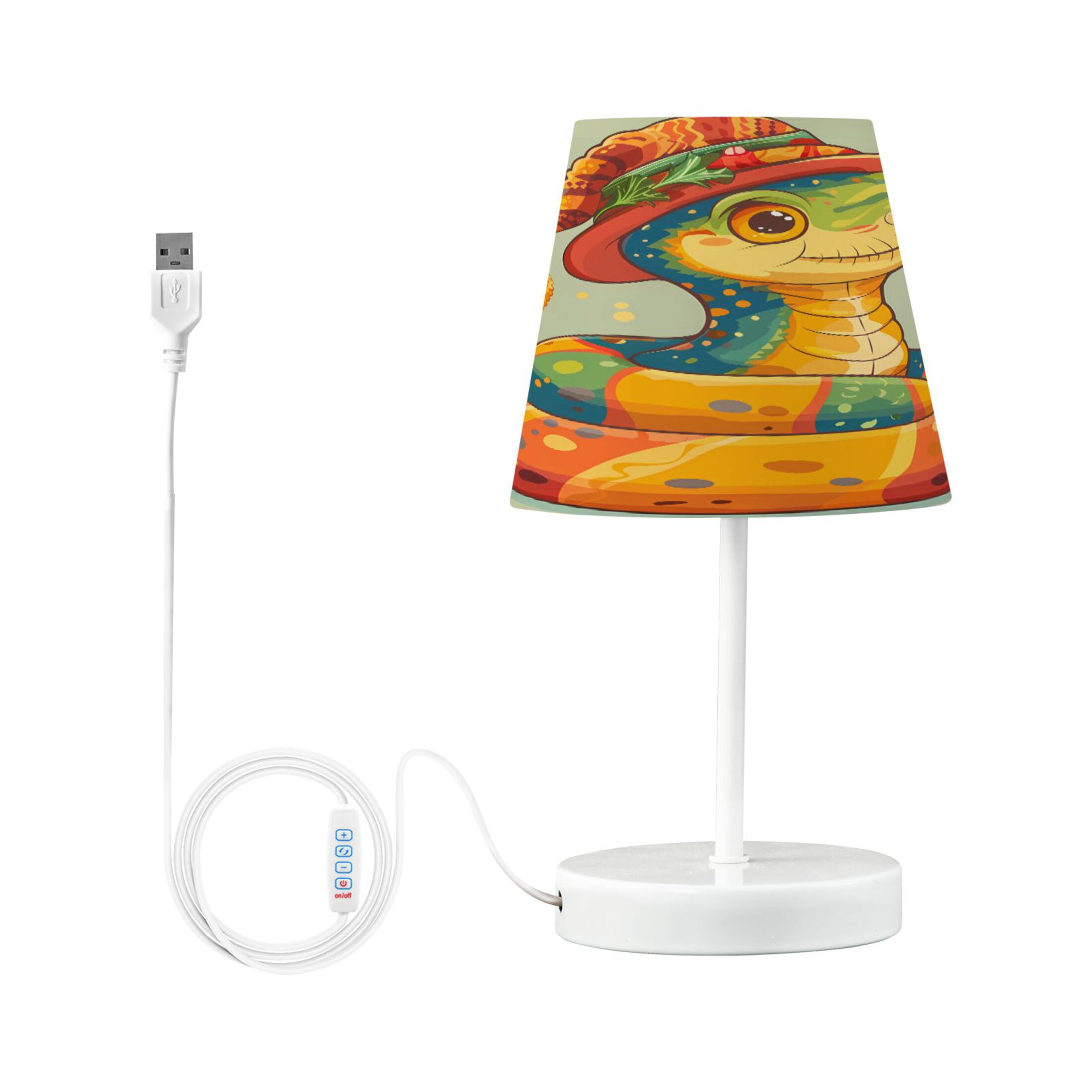 LED Desk Lamp Cute Snake with Hat Table Nightstand Lamps with 3 Color ...