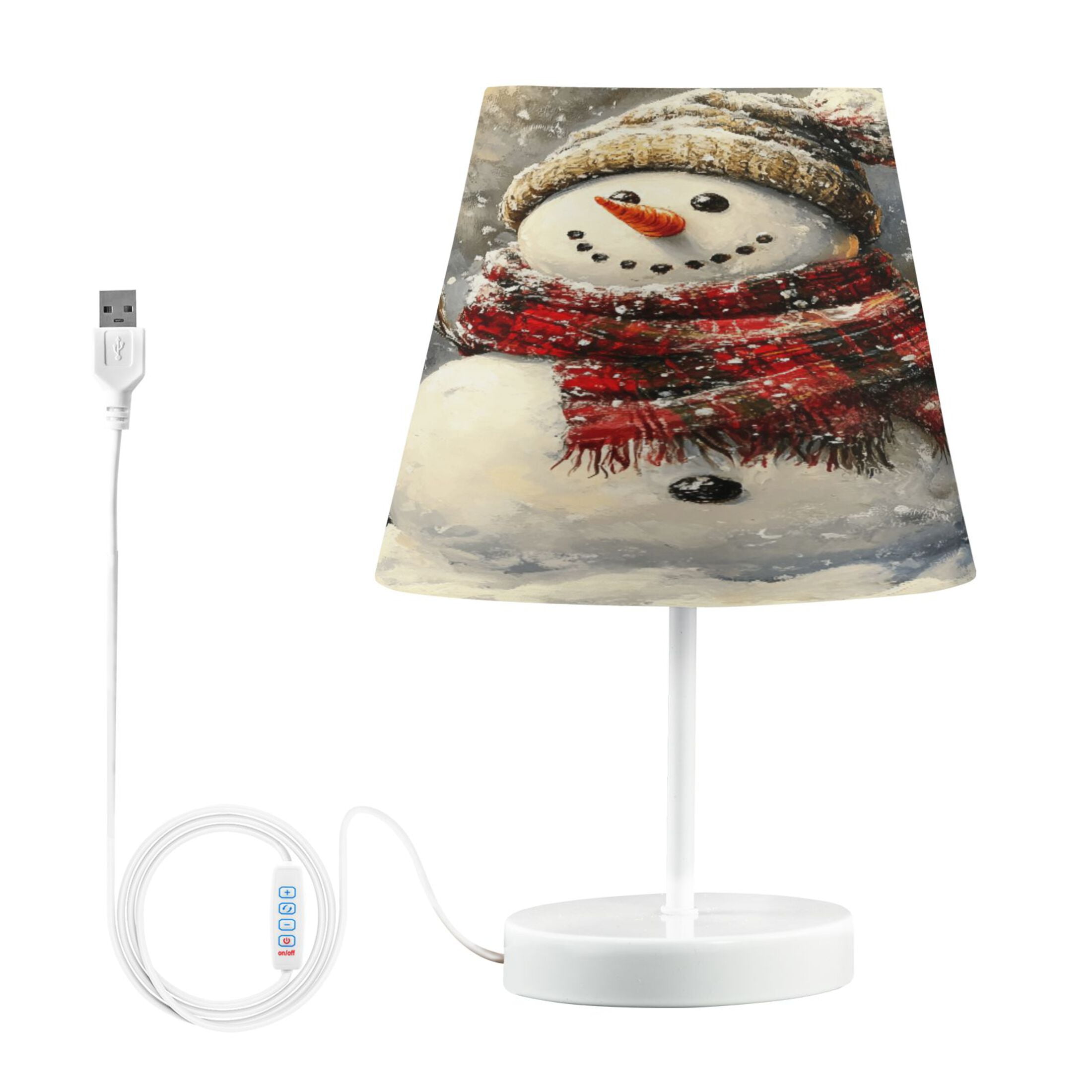LED Desk Lamp Cute Snowman in Clothes Table Nightstand Lamps with 3 ...
