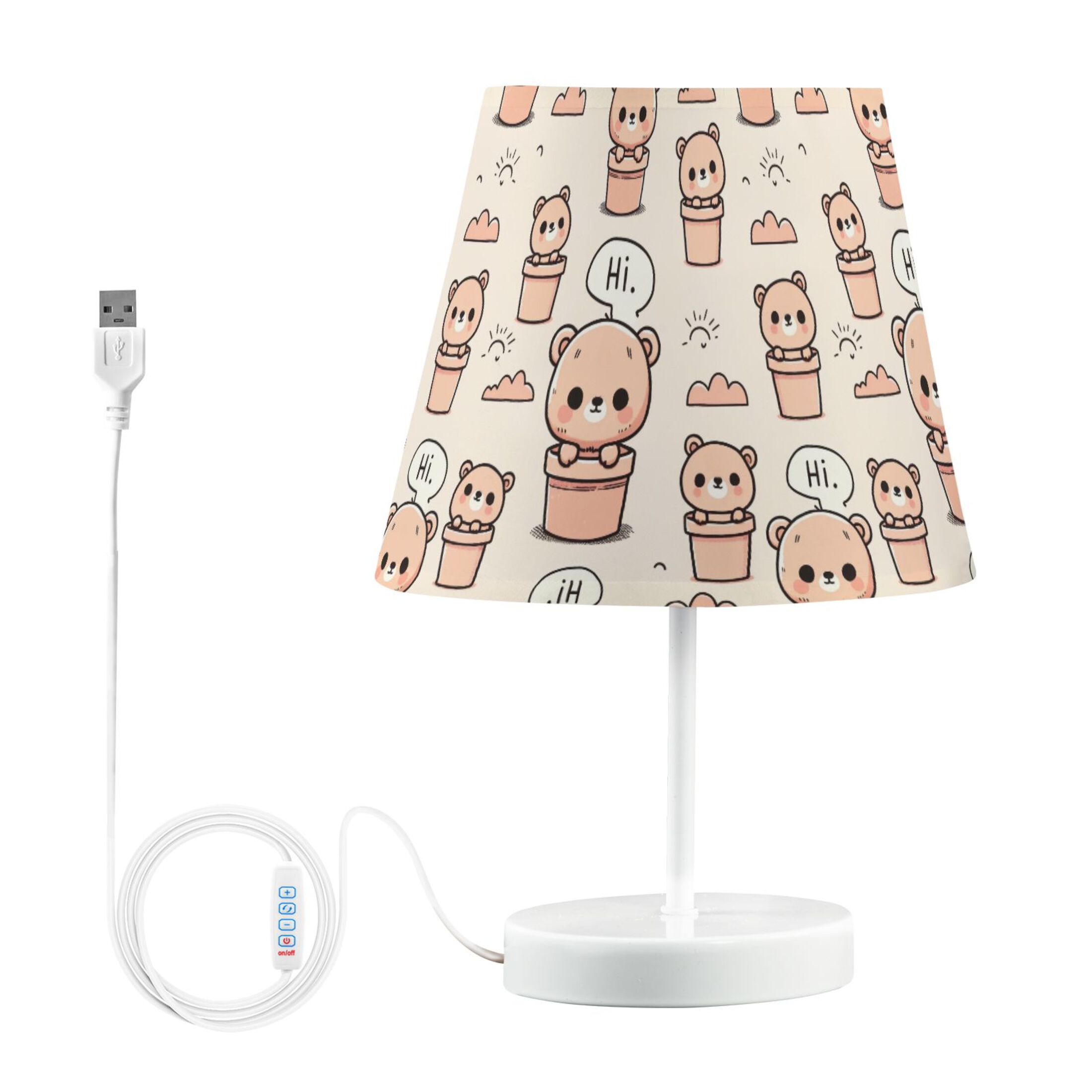 LED Desk Lamp Cute Teddy Bear in Pots Table Nightstand Lamps with 3 Color Temperatures for Home ...