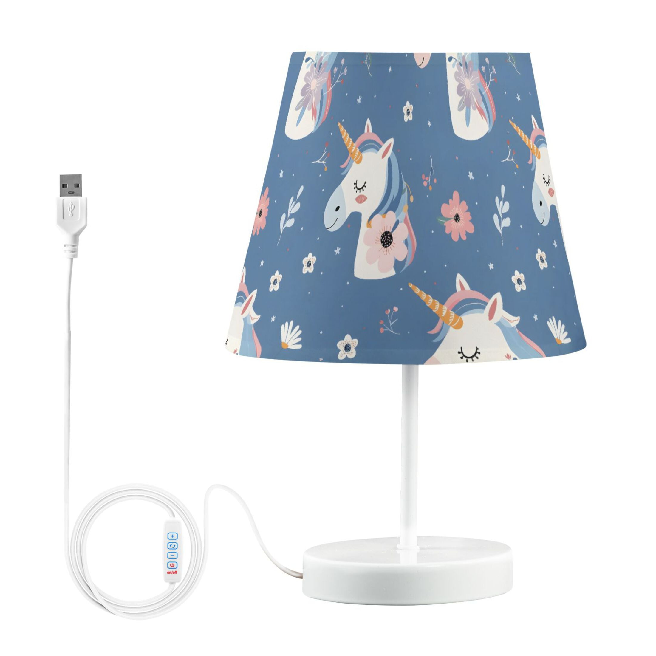 LED Desk Lamp Cute Unicorn Head and Flowers Table Nightstand Lamps with ...