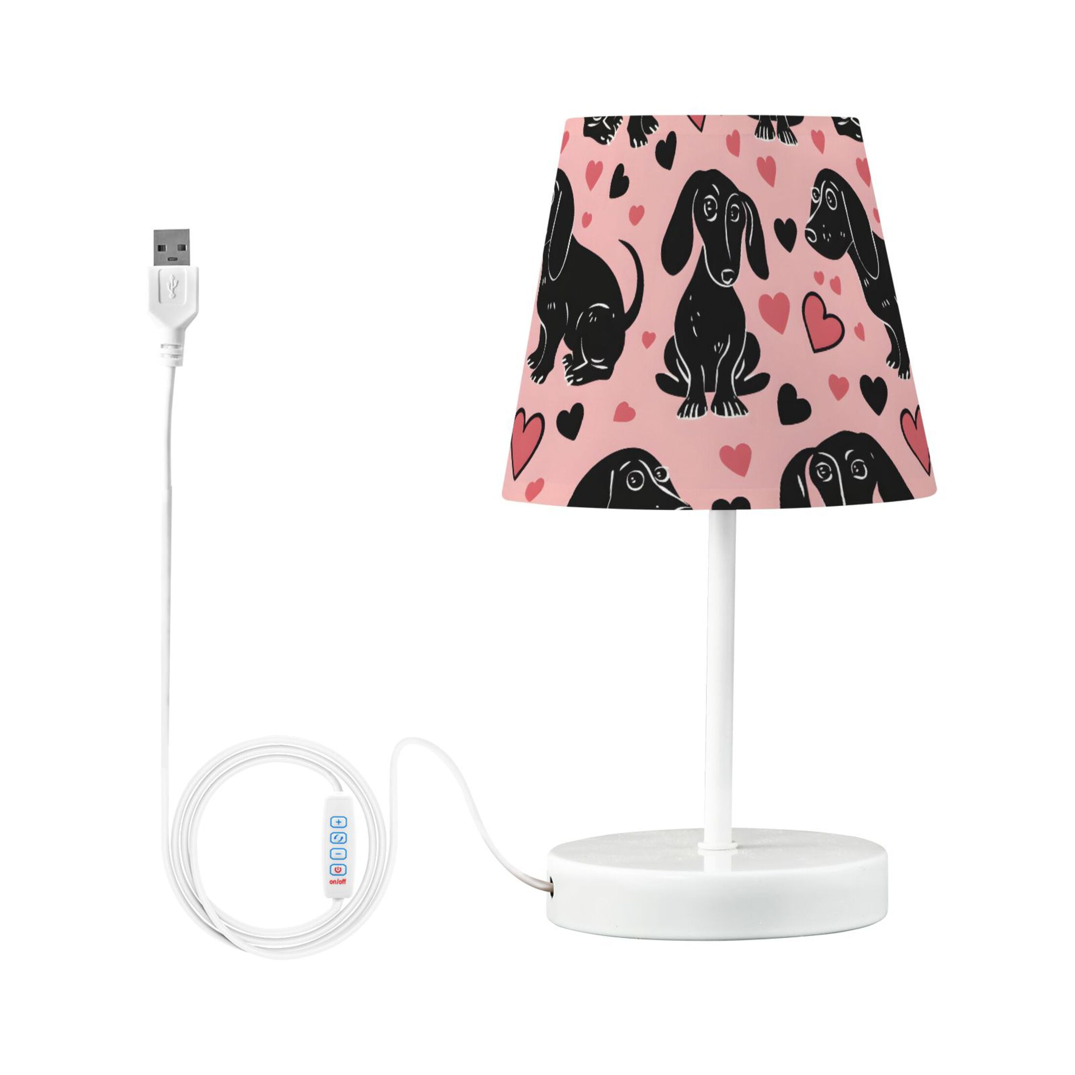 LED Desk Lamp Dachshund Dogs and Heart Table Nightstand Lamps with 3 ...