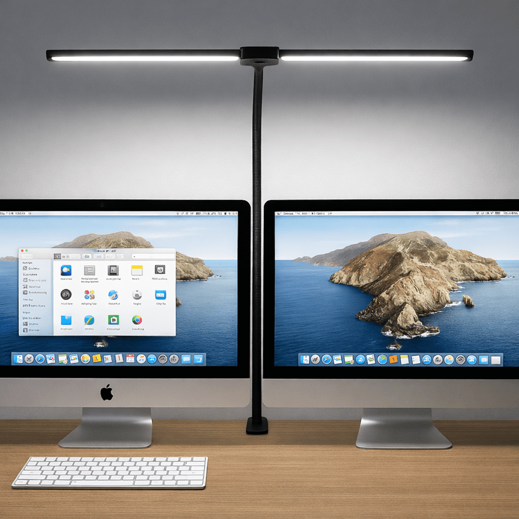 LED Desk Lamp with Double Adjustable Arms, Clamp-On, Flexible Gooseneck ...