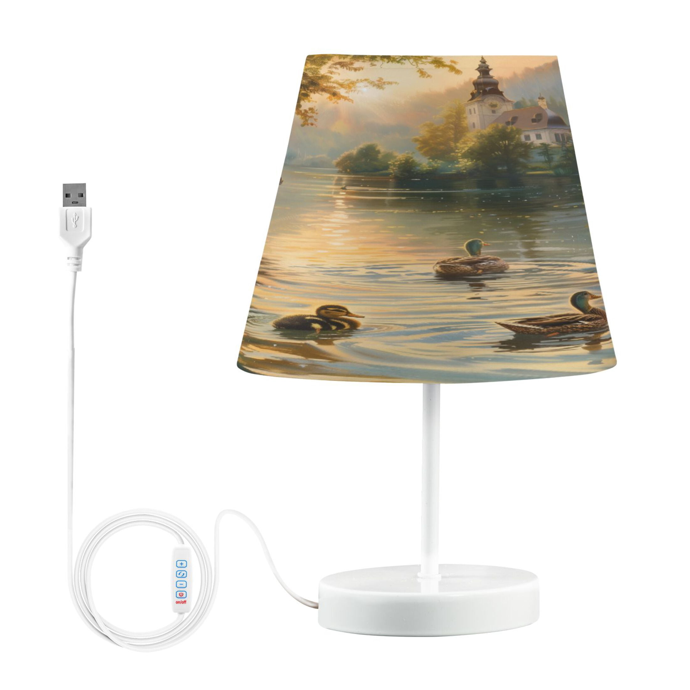 LED Desk Lamp Ducks Swimming in Lake at Sunrise Table Nightstand Lamps ...