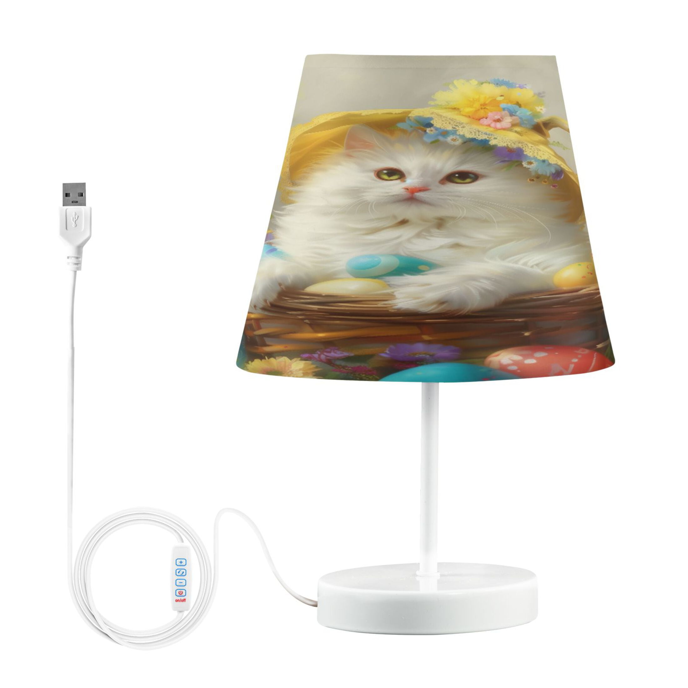 LED Desk Lamp Easter Egg with Cat Table Nightstand Lamps with 3 Color ...