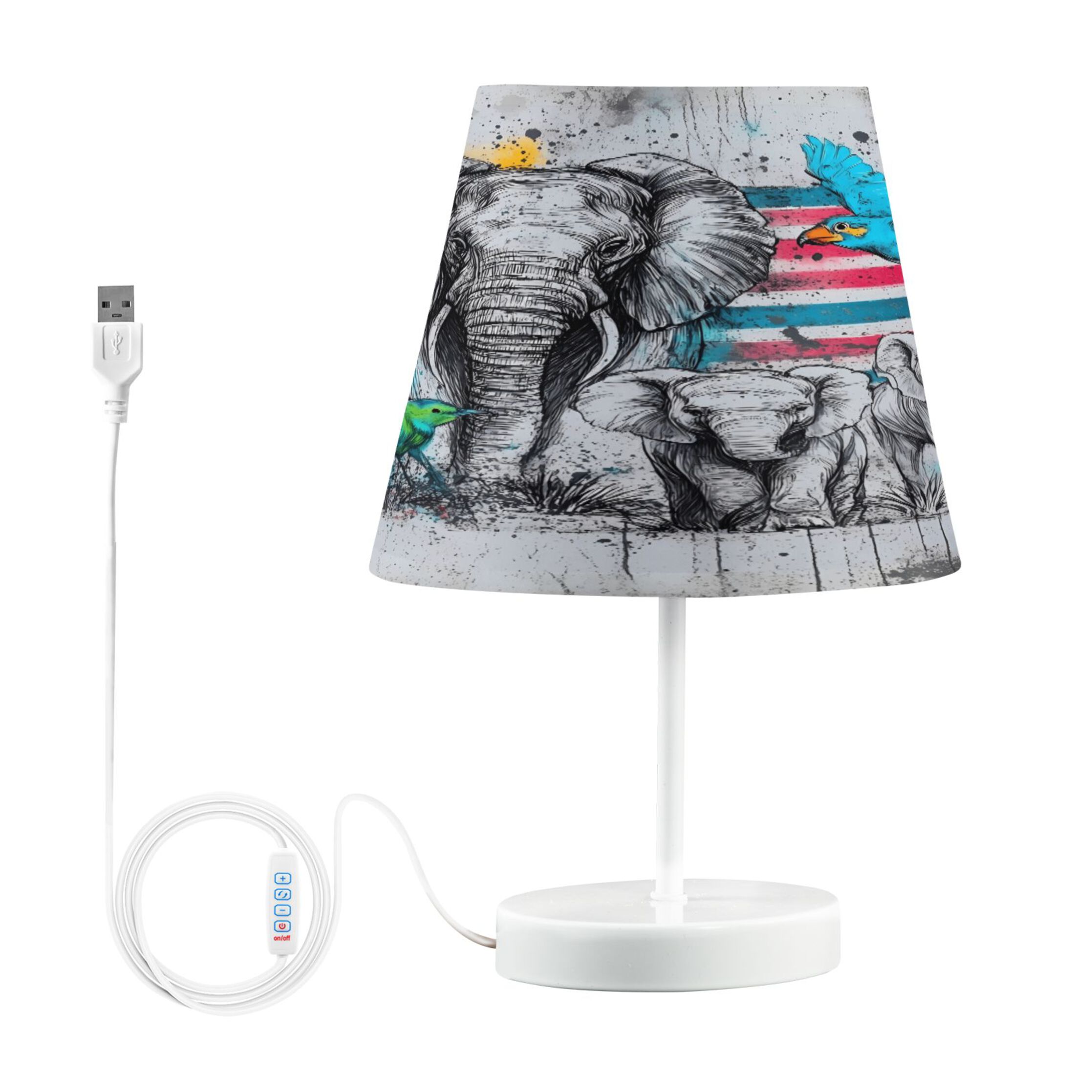 LED Desk Lamp Elephants Birds Table Nightstand Lamps with 3 Color ...