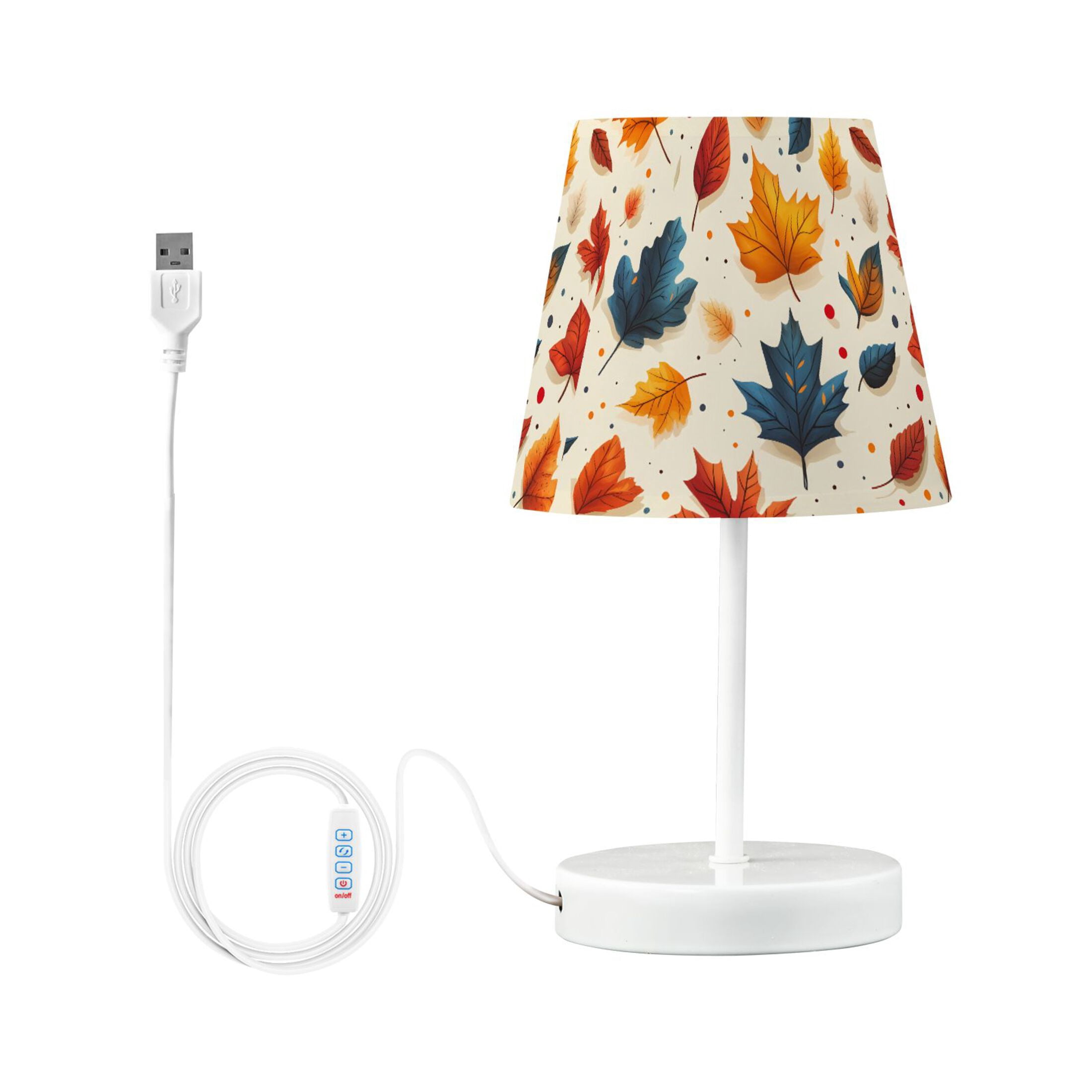LED Desk Lamp Fall Leaf and Dots Table Nightstand Lamps with 3 Color ...