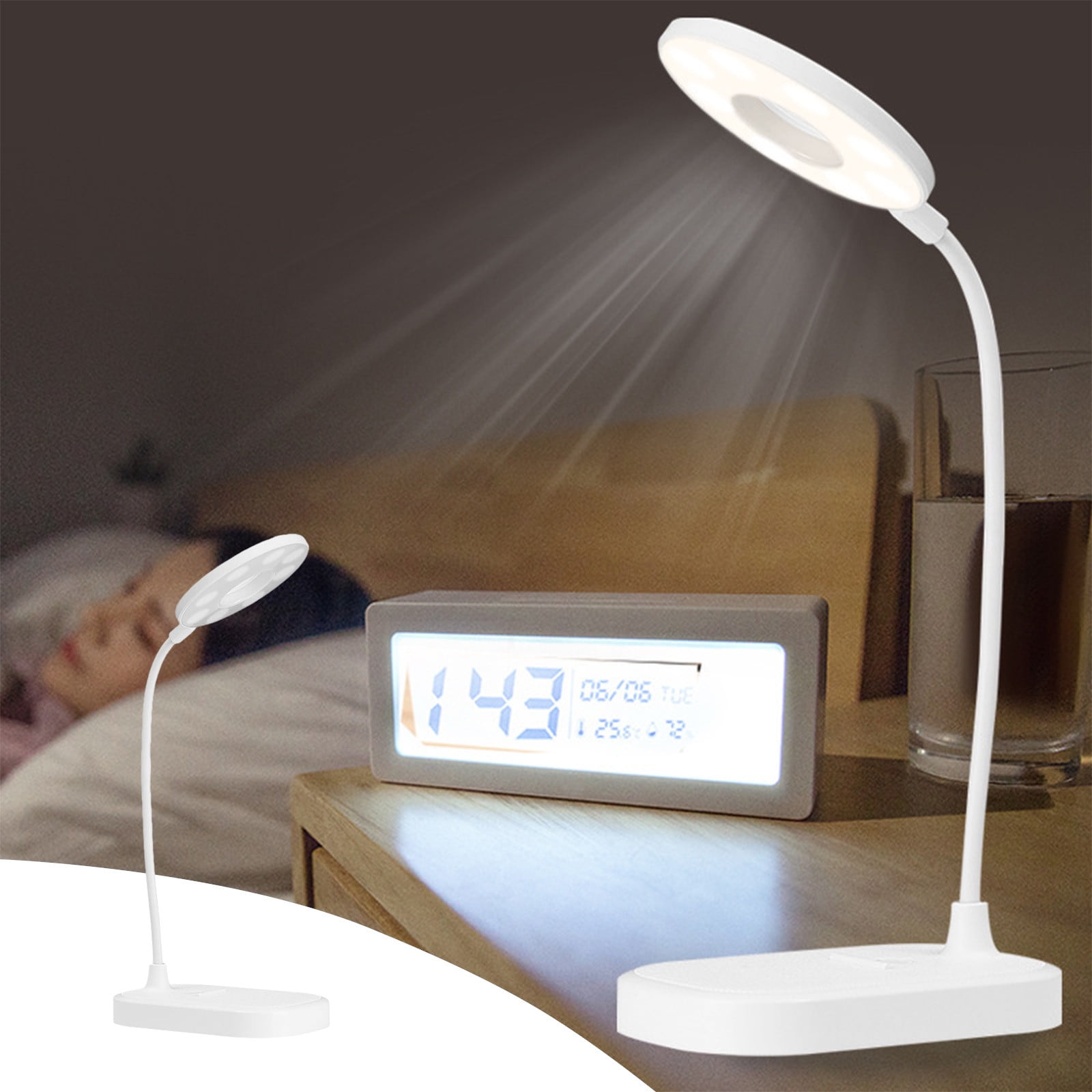 LED Desk Lamp, Foldable Rechargeable Reading Lamp, 3 Color Temperature ...