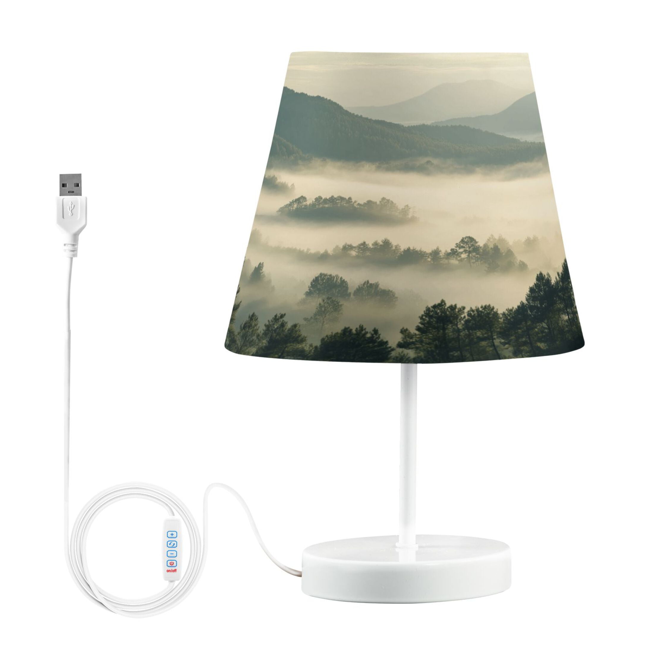 LED Desk Lamp Forest Filled with Fog Table Nightstand Lamps with 3 ...