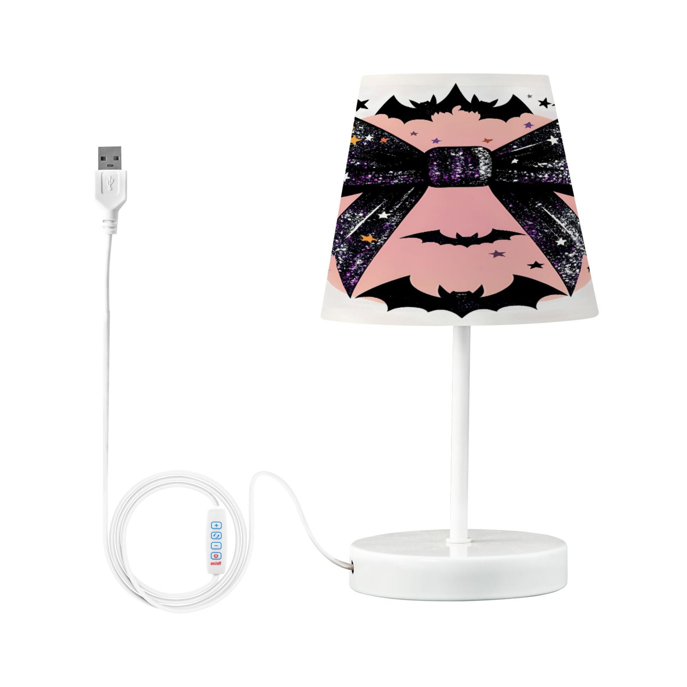 LED Desk Lamp Glittery Bow with Bats Silhouette Table Nightstand Lamps ...