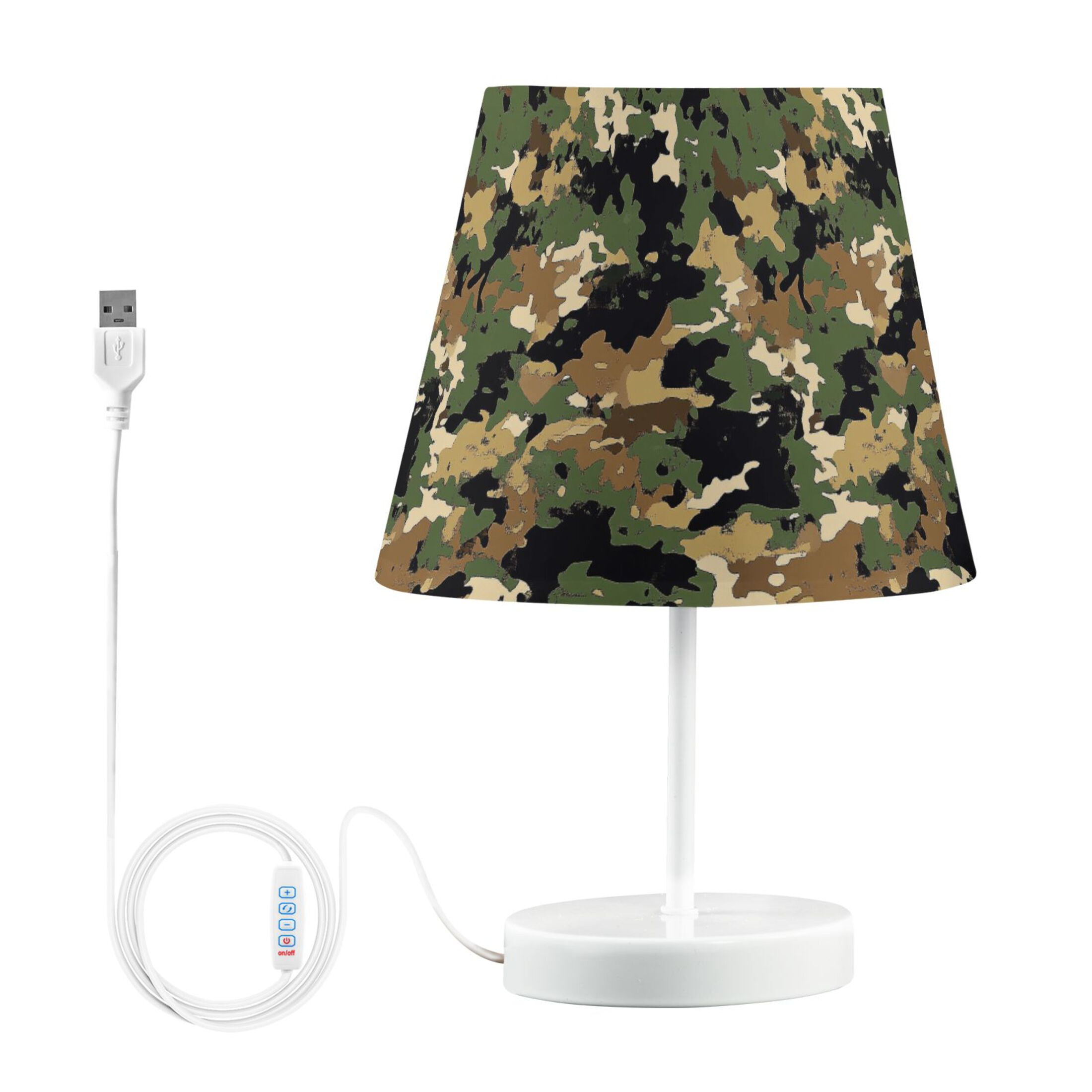LED Desk Lamp Green Brown Camouflage Table Nightstand Lamps with 3 ...