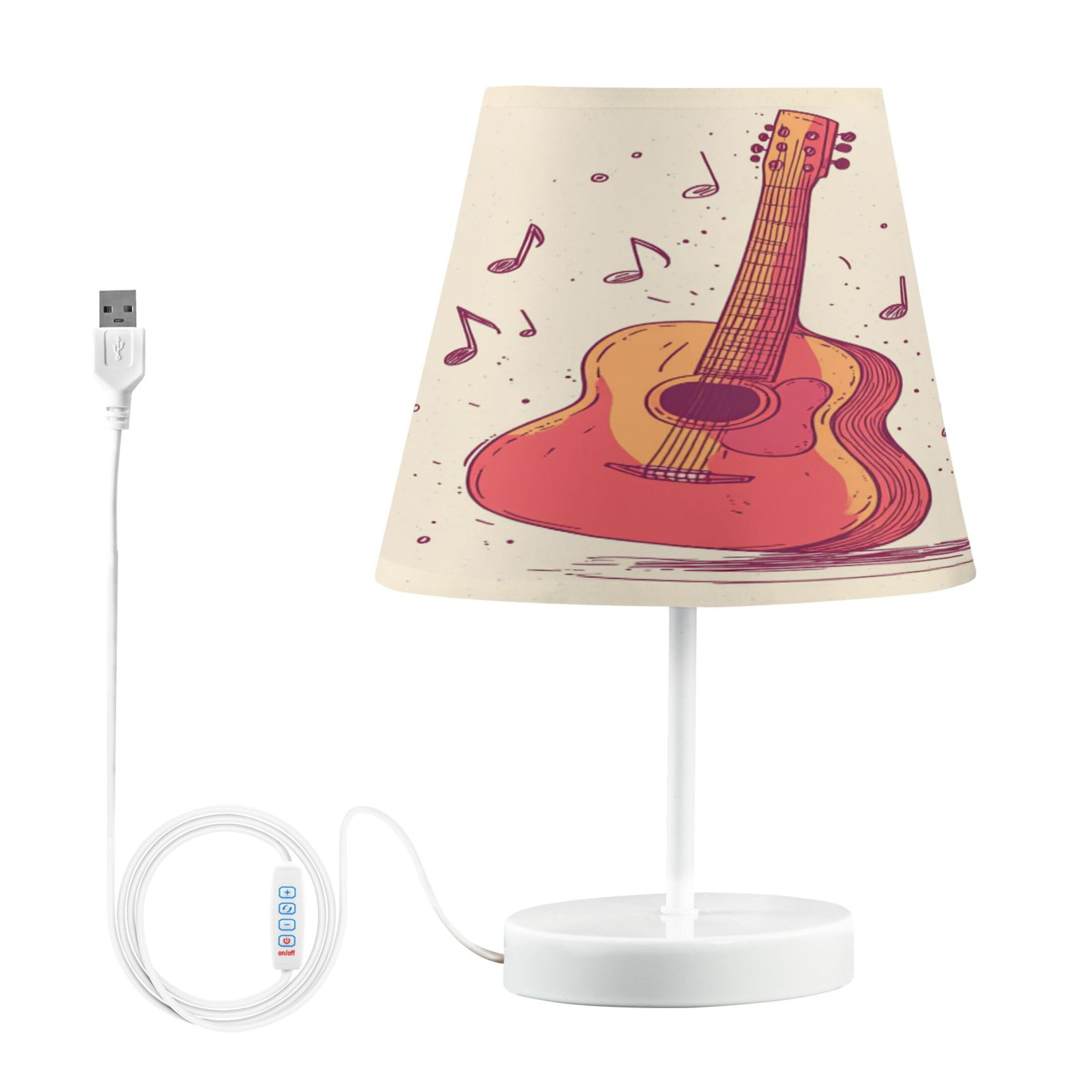LED Desk Lamp Guitar and Notes Table Nightstand Lamps with 3 Color ...