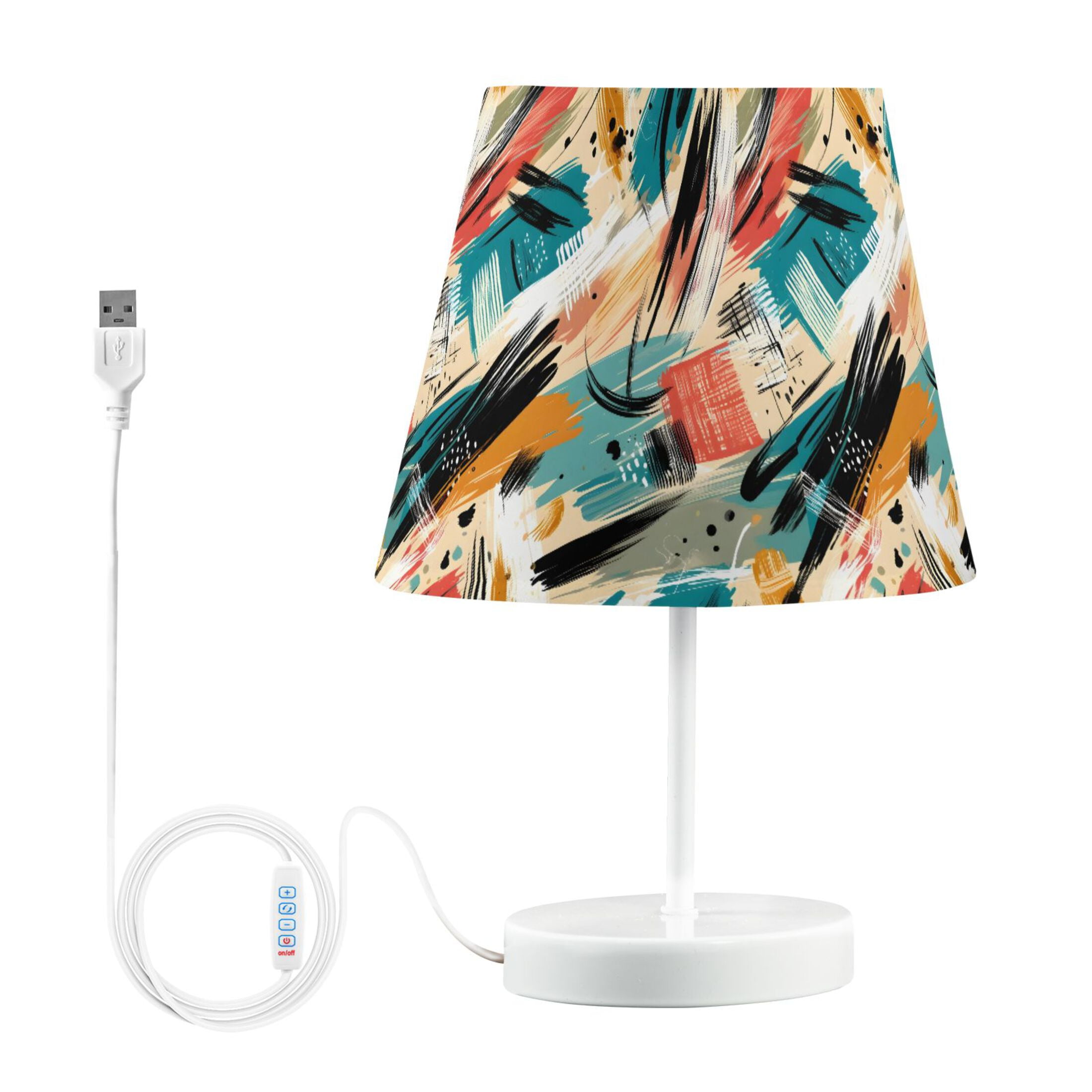 LED Desk Lamp Hand Drawn Brush Strokes Table Nightstand Lamps with 3 ...