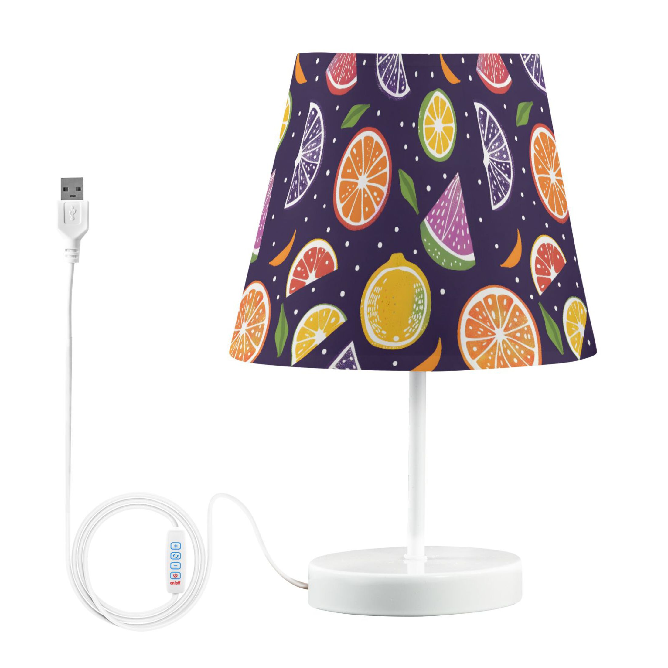 LED Desk Lamp Hand Drawn Citrus Fruits Table Nightstand Lamps with 3 ...
