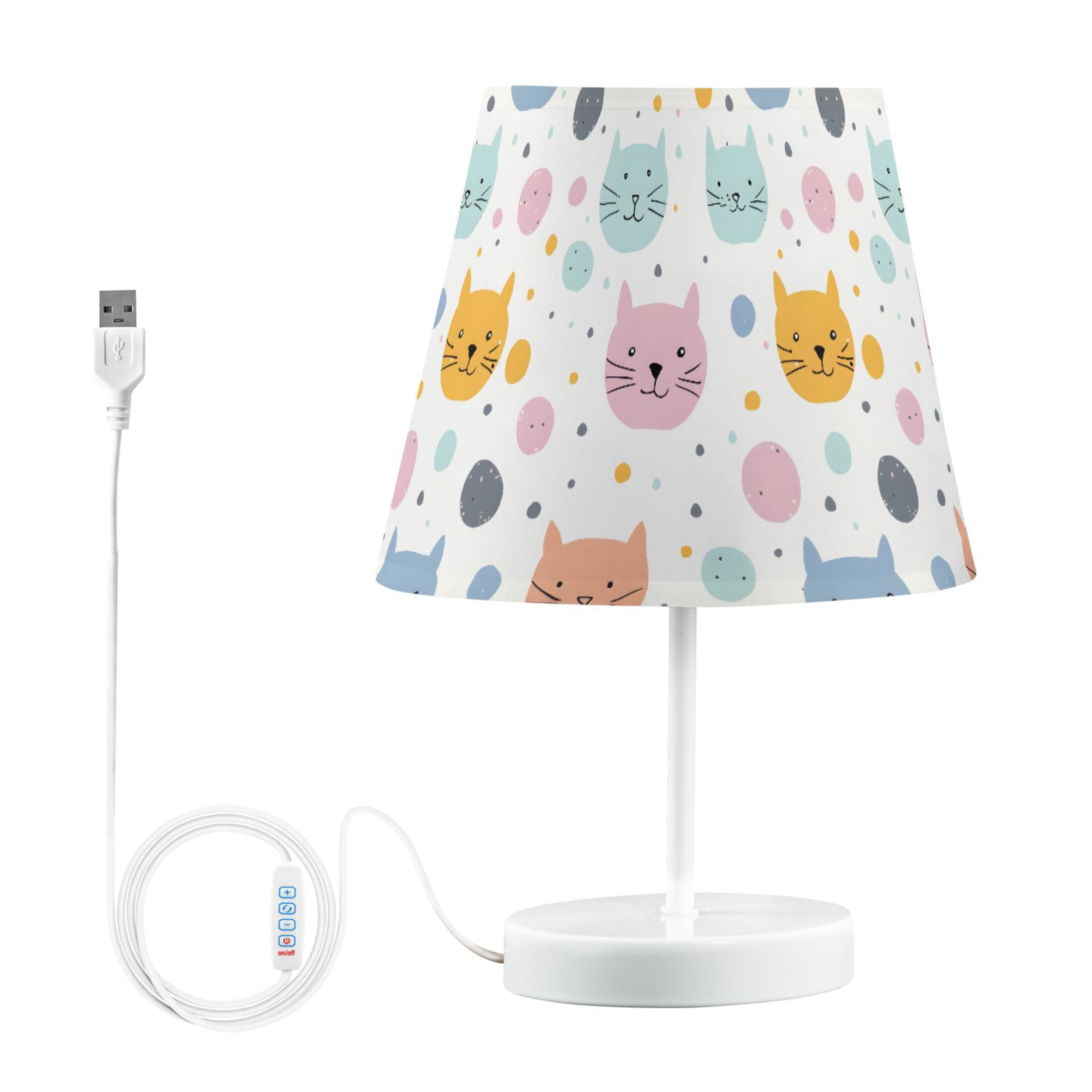 LED Desk Lamp Hand Paint Cat Face Table Nightstand Lamps with 3 Color ...