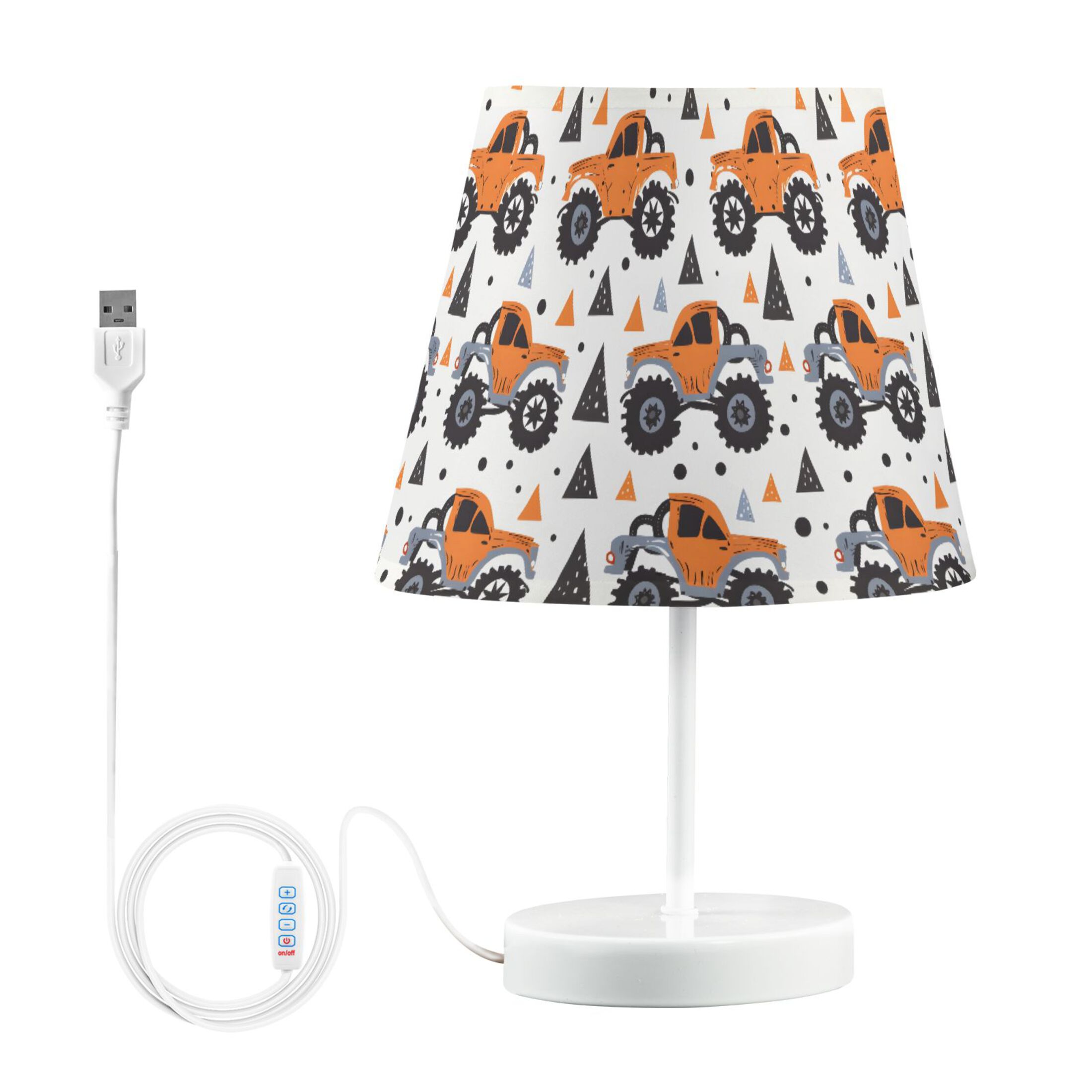 LED Desk Lamp Hand Paint Monster Truck Table Nightstand Lamps with 3 ...