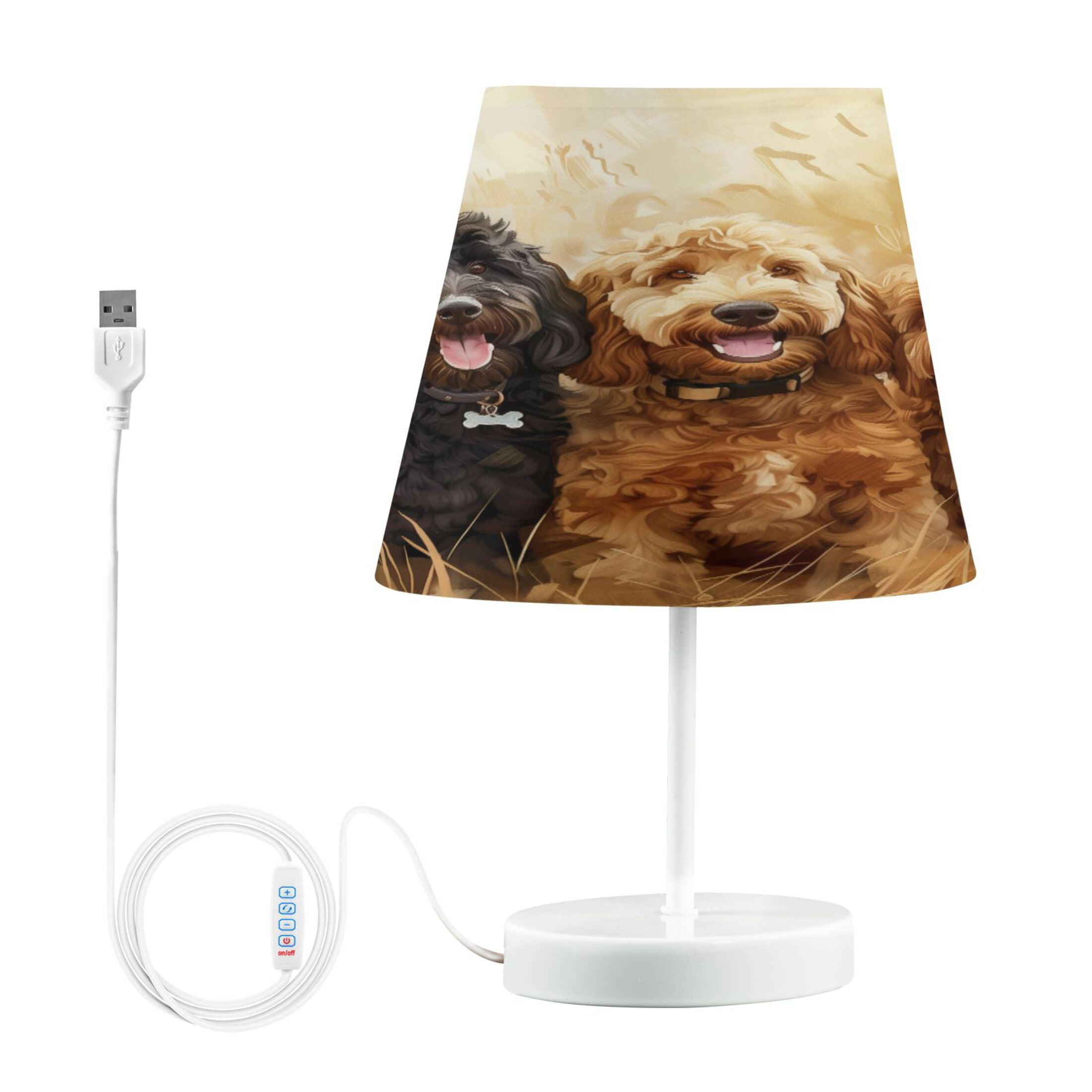 LED Desk Lamp Happy Dogs in Wheat Field Table Nightstand Lamps with 3 ...