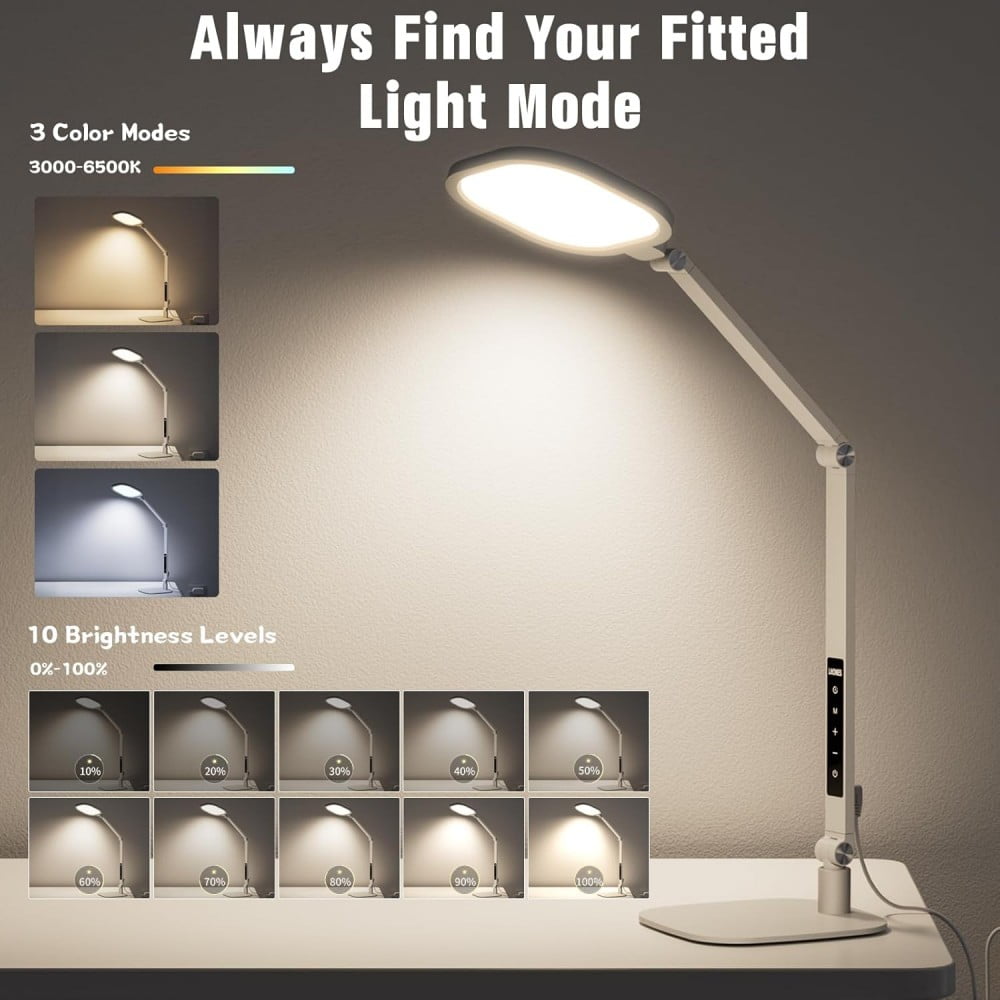LED Desk Lamp for Home Office, 15W Computer Zoom Lighting with Swing ...