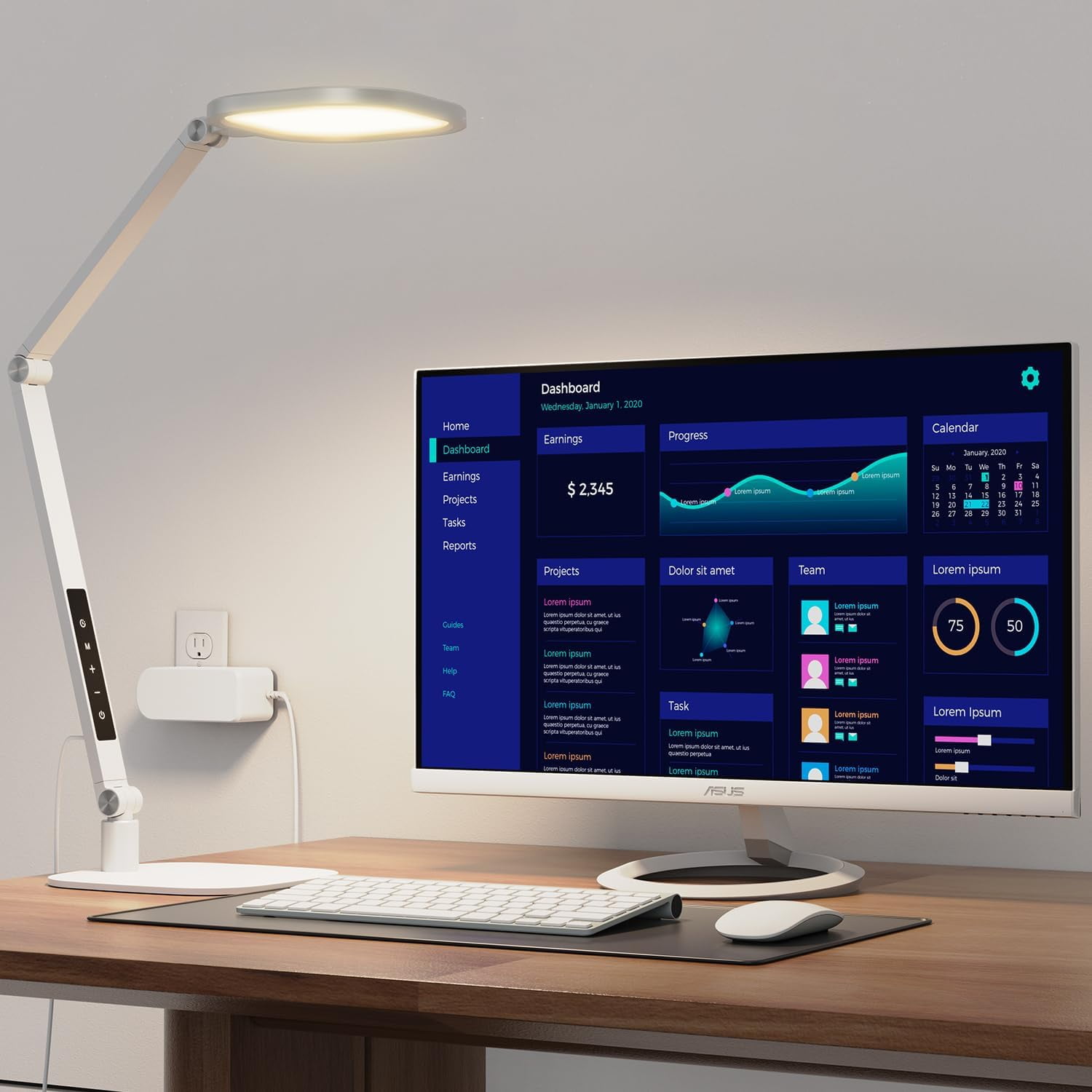 LED Desk Lamp for Home Office, Desk Light for Video Call, 3 Color ...
