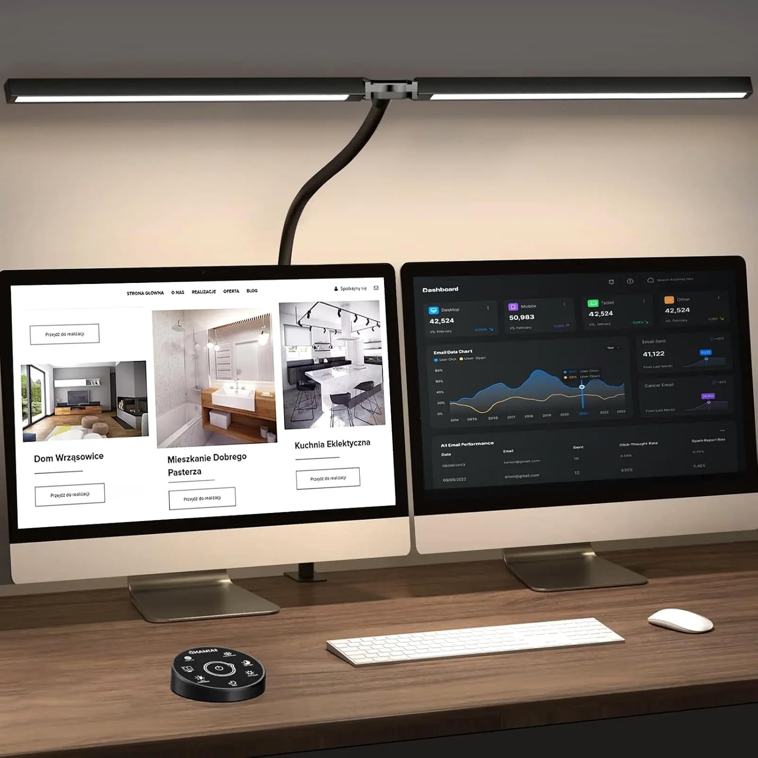LED Desk Lamp for Home Office, Dual Computer Screen Gooseneck Desk ...