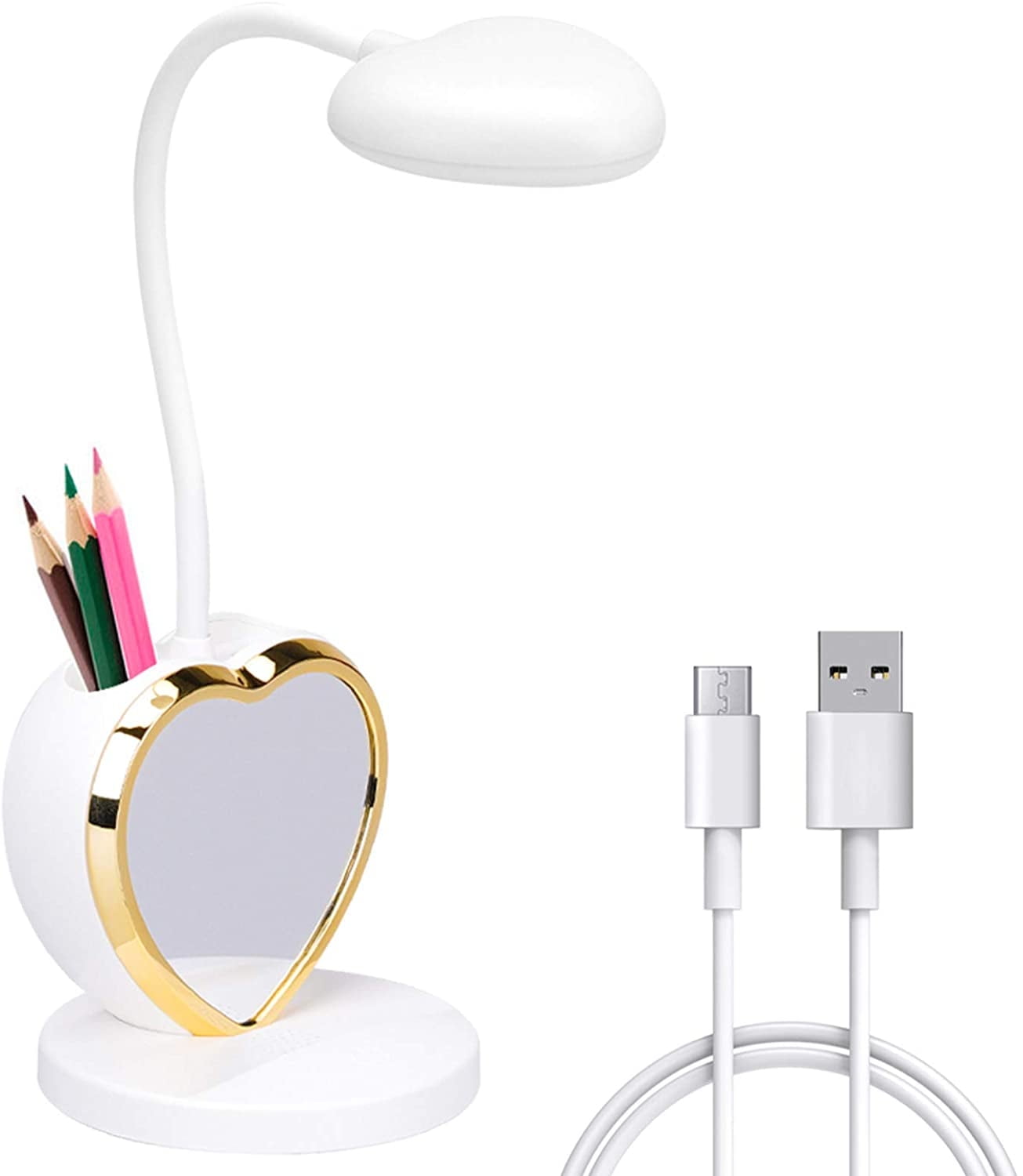 LED Desk Lamp for Kids, Small Desk Lamp with USB Charging Port & Pen ...