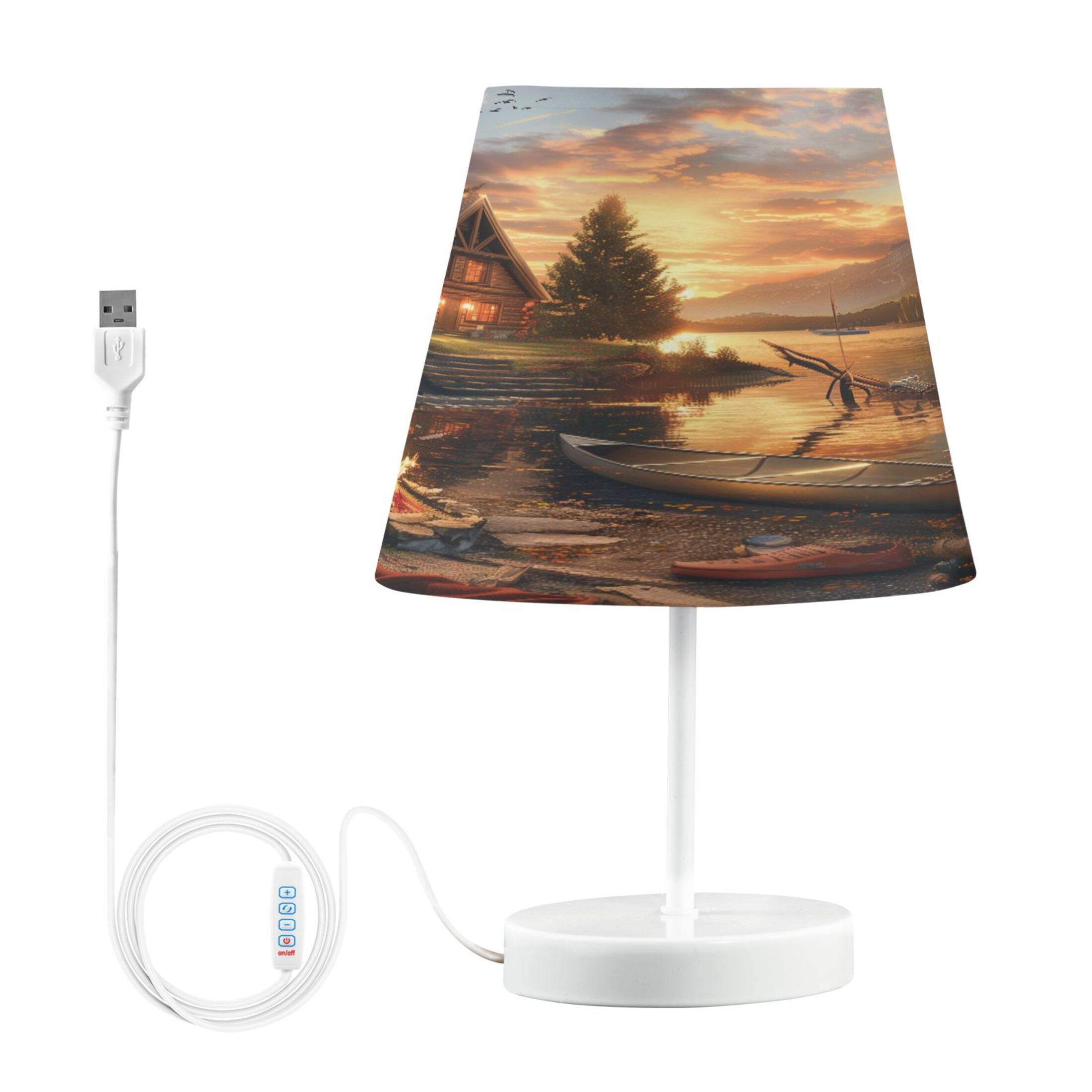 LED Desk Lamp Lake House Campfire Boat Table Nightstand Lamps with 3 ...