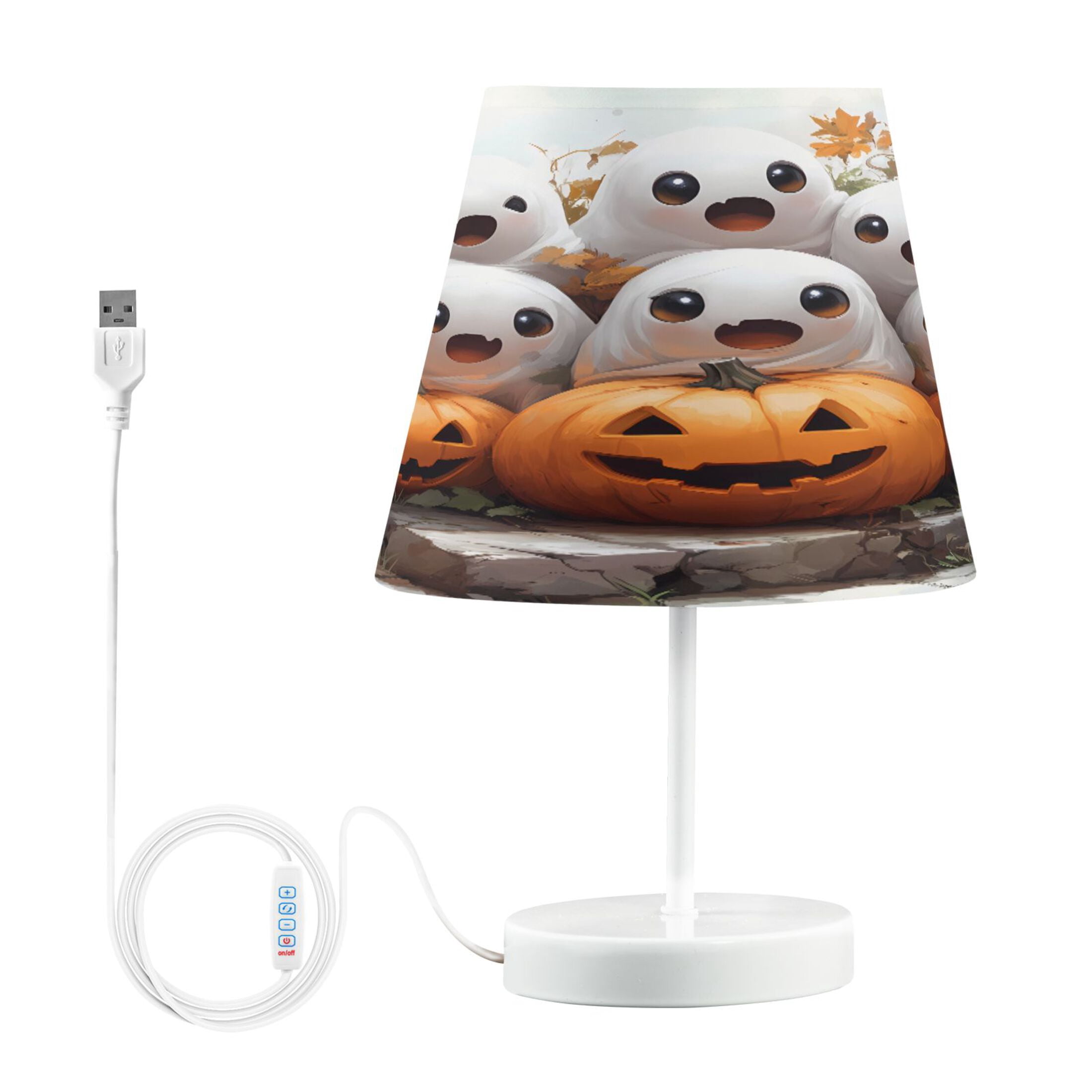 LED Desk Lamp Lovely Ghosts Sit on Pumpkins Table Nightstand Lamps with ...