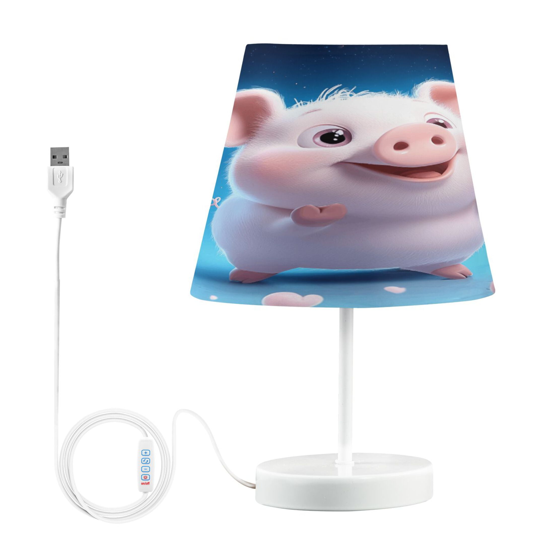 LED Desk Lamp Lovely Pig and Petals Table Nightstand Lamps with 3 Color ...