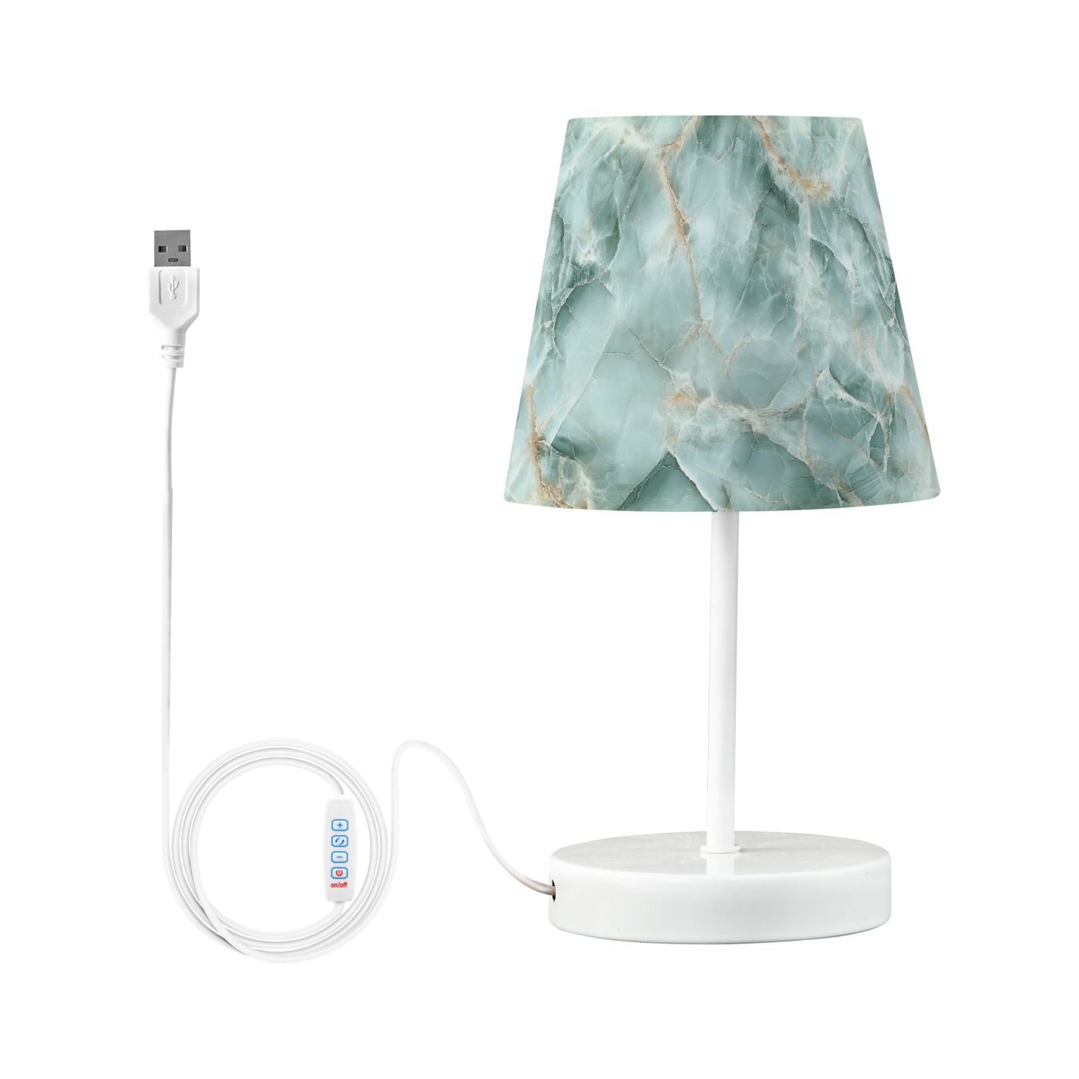 LED Desk Lamp Mint Green Marble Table Nightstand Lamps with 3 Color ...