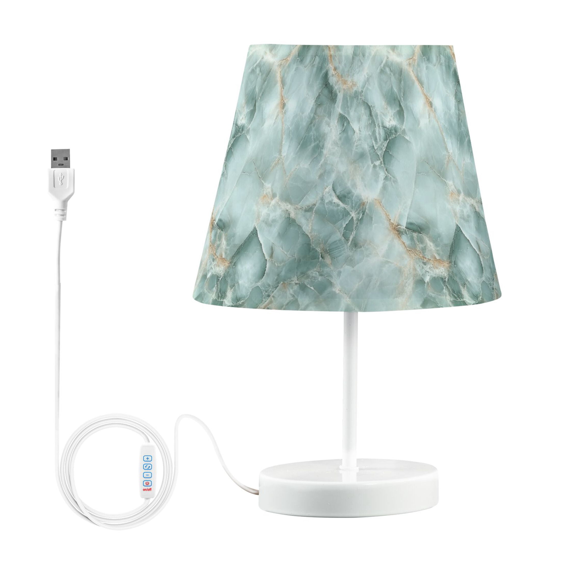 LED Desk Lamp Mint Green Marble Table Nightstand Lamps with 3 Color ...
