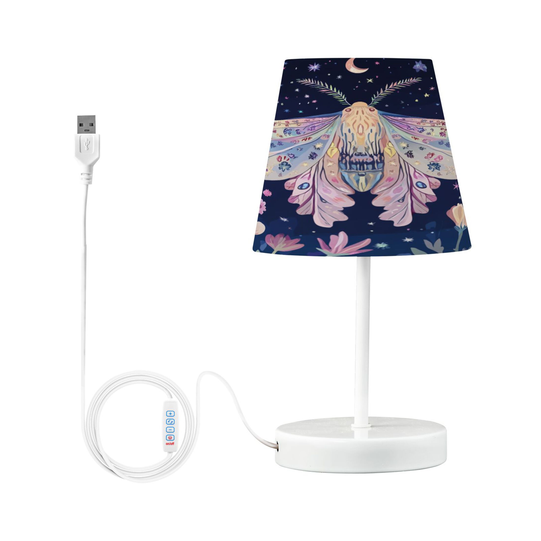 LED Desk Lamp Moth Moon Flower Table Nightstand Lamps with 3 Color ...