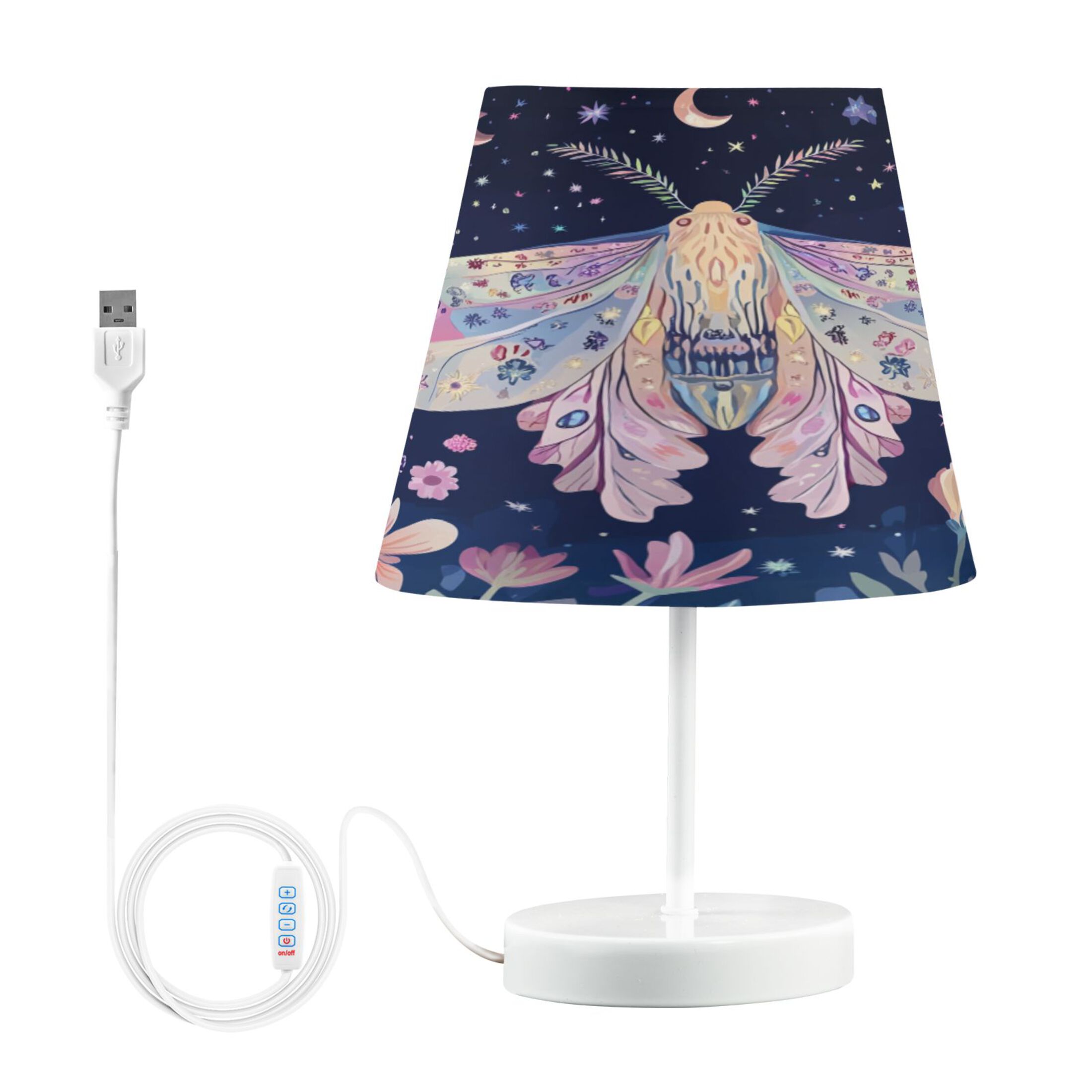 LED Desk Lamp Moth Moon Flower Table Nightstand Lamps with 3 Color ...