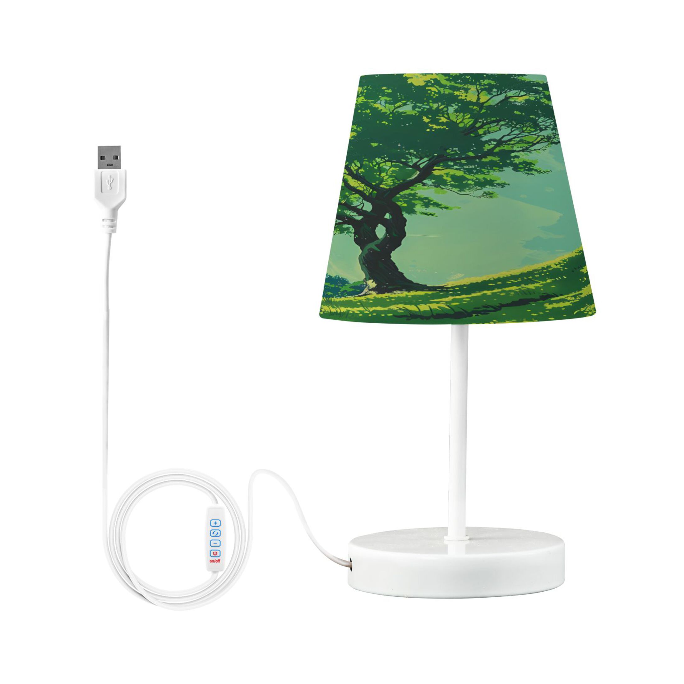 LED Desk Lamp Oak Tree and Person Walk Table Nightstand Lamps with 3 ...