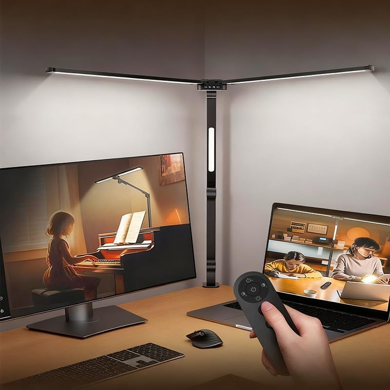 LED Desk Lamp for Office Home, Eye-caring 3-Lights 1500 Lumen with ...