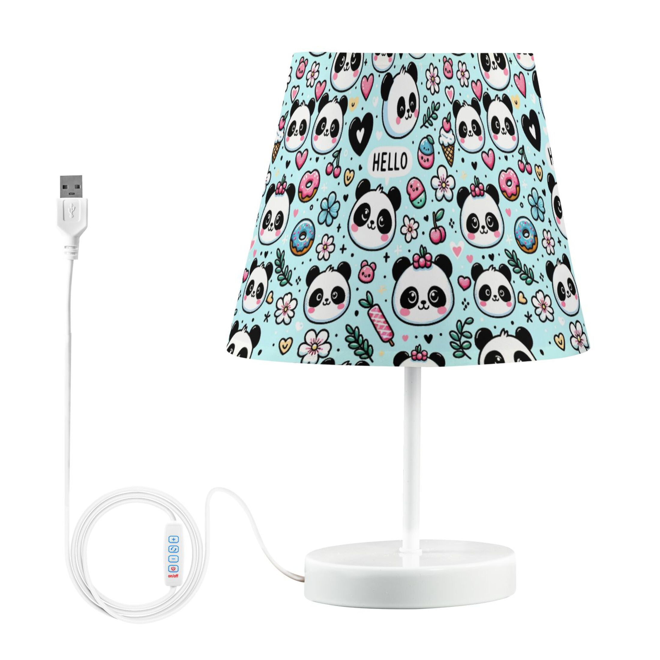 LED Desk Lamp Panda Face Flower Doughnut Table Nightstand Lamps with 3 ...