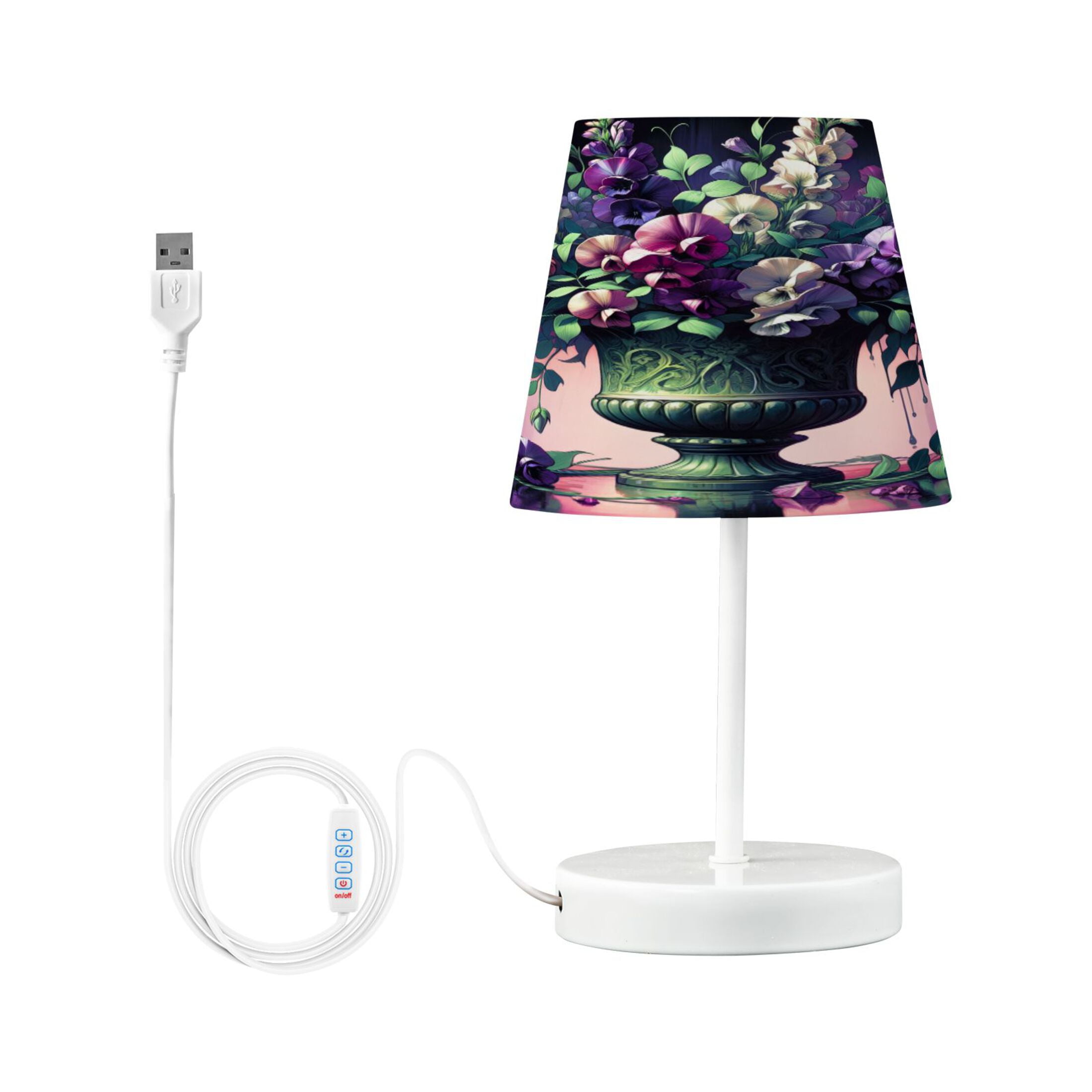 LED Desk Lamp Pea Flowers Bouquet Table Nightstand Lamps with 3 Color ...