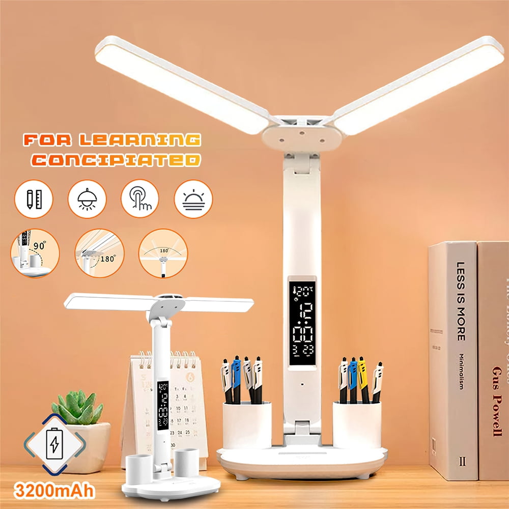 LED Desk Lamp with Pen Holder, Rechargeable Desk Light, Eye-Caring ...