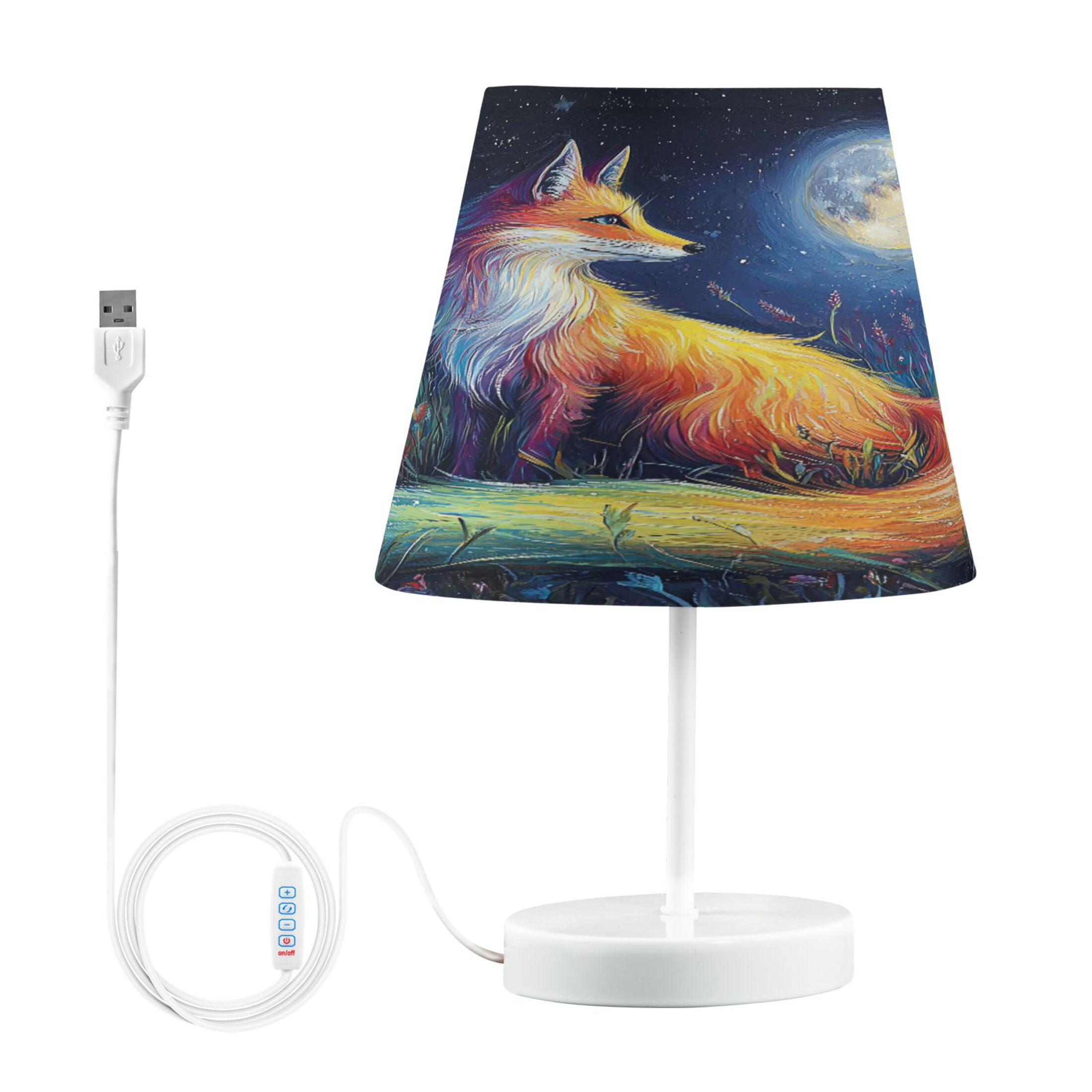LED Desk Lamp Rainbow Fox in Starry Grassland Table Nightstand Lamps ...