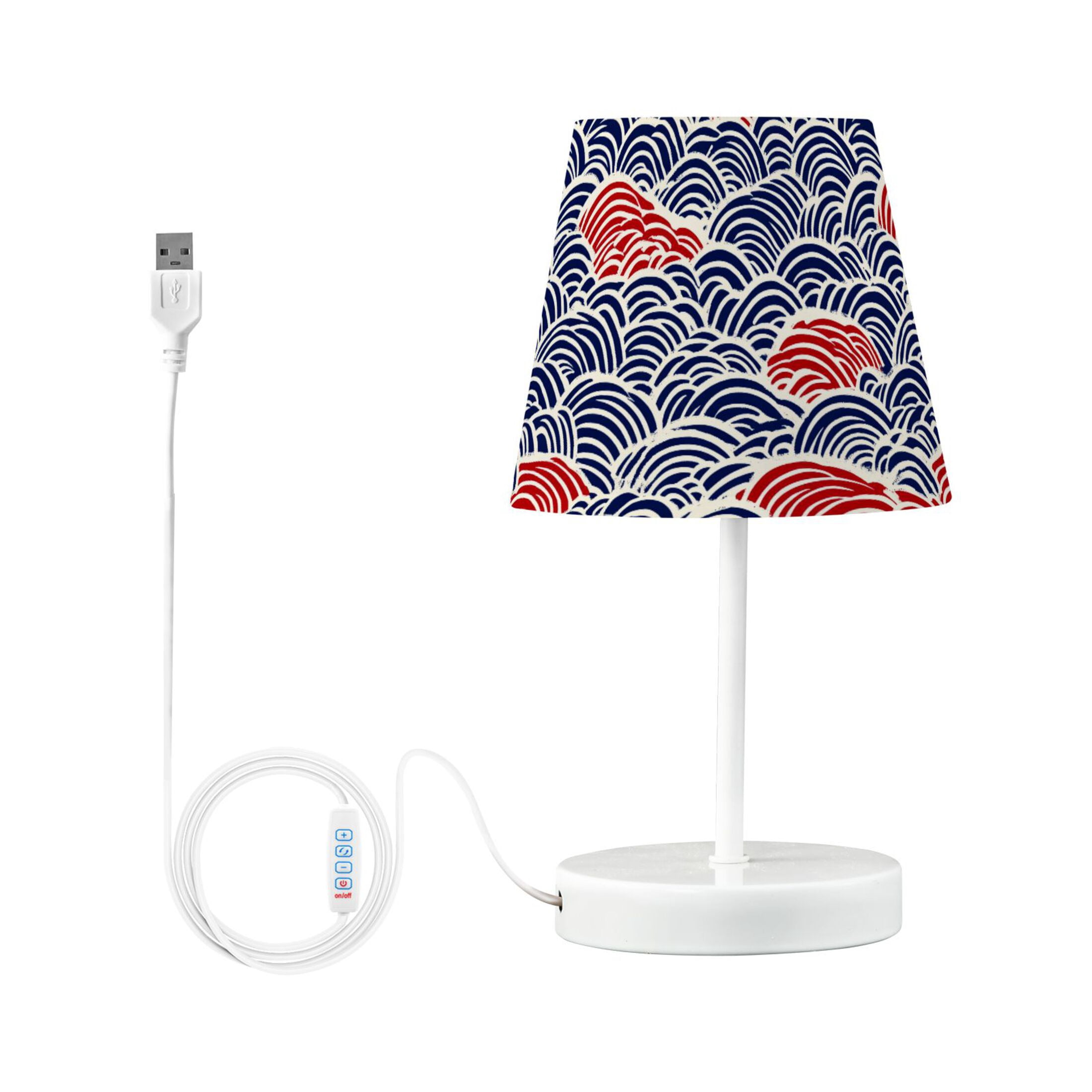 LED Desk Lamp Red Blue Japanese Wave Table Nightstand Lamps with 3 ...
