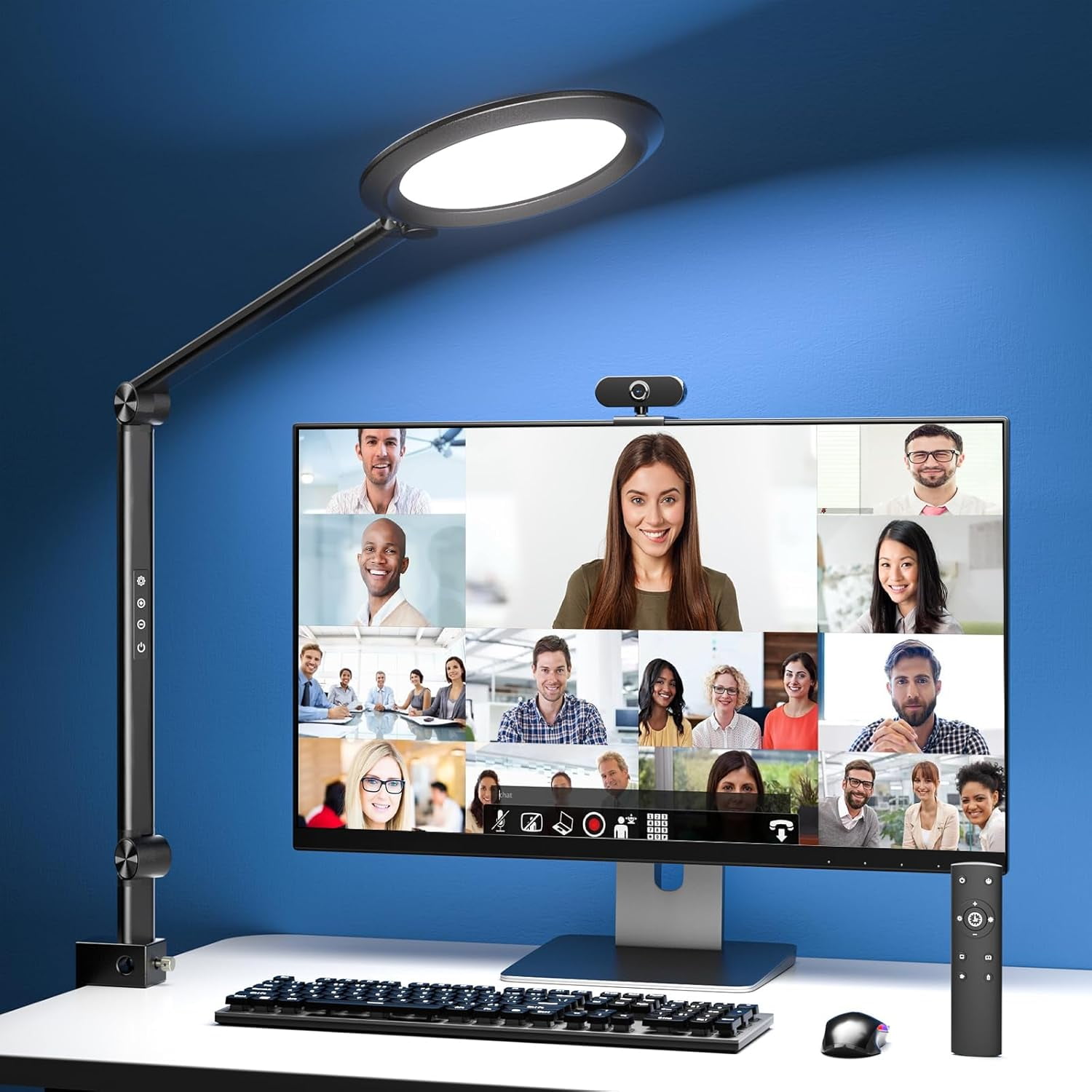 LED Desk Lamp with Remote Control, Zoom Light for Video Conferencing ...