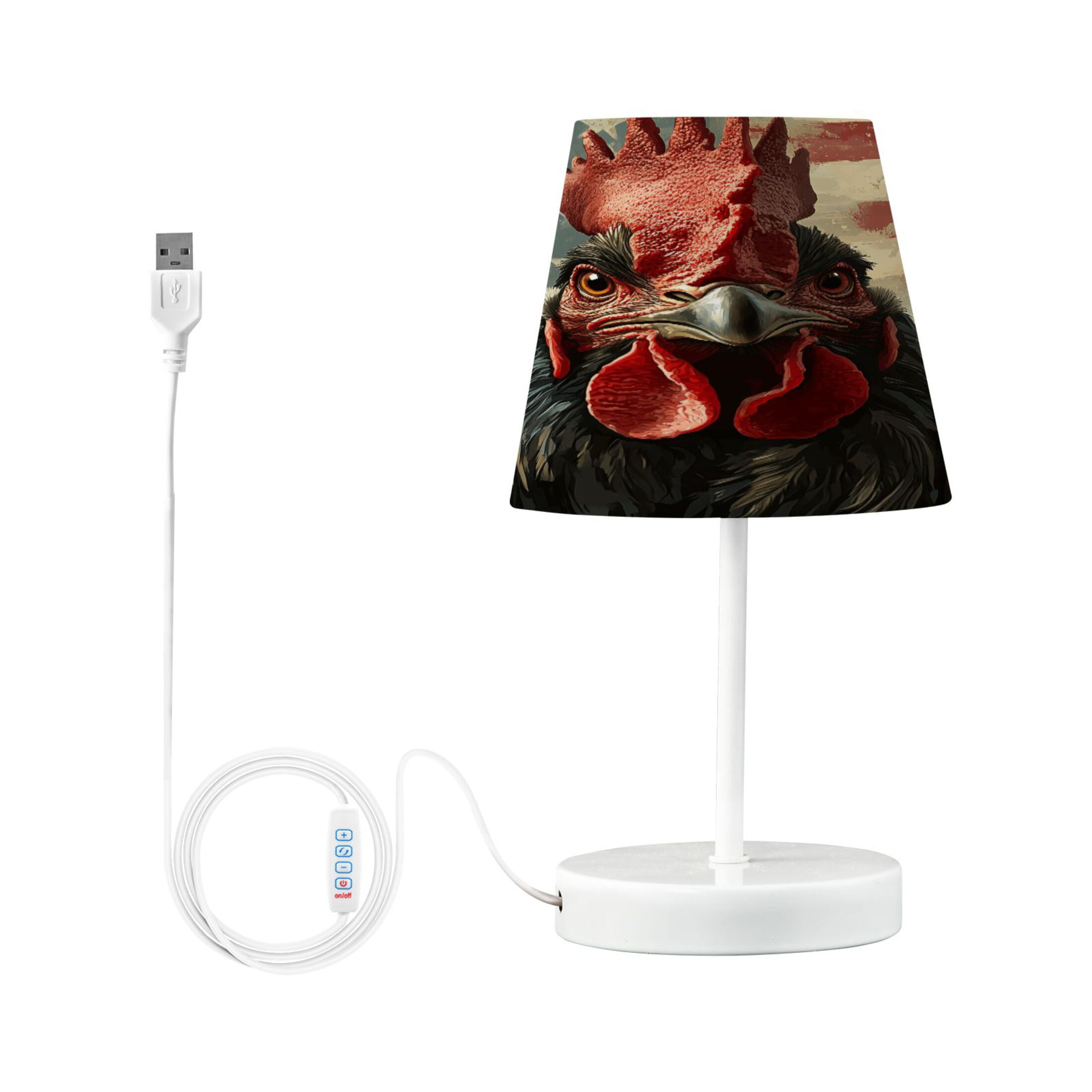 LED Desk Lamp Retro Chicken with American Flag Table Nightstand Lamps ...