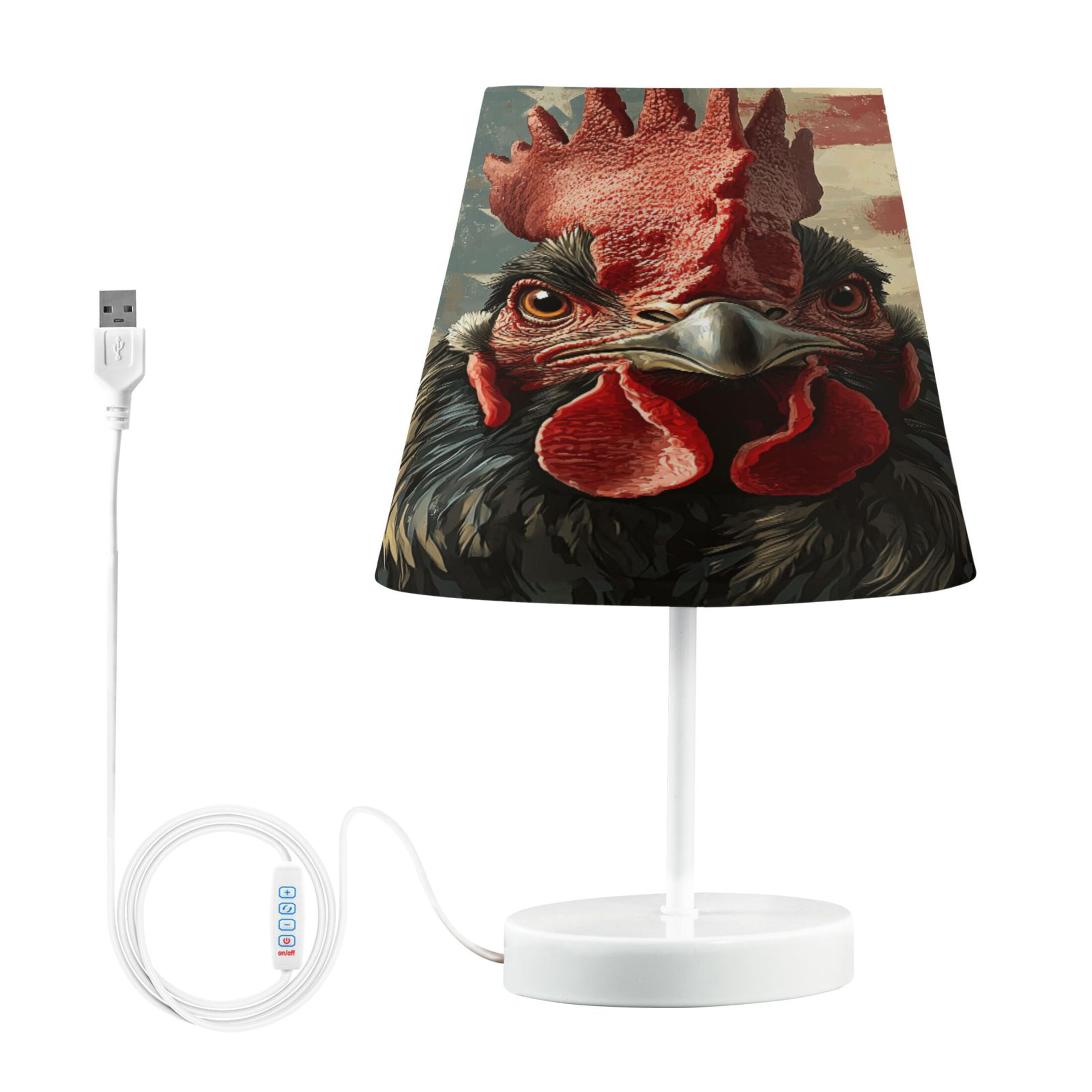 LED Desk Lamp Retro Chicken with American Flag Table Nightstand Lamps ...