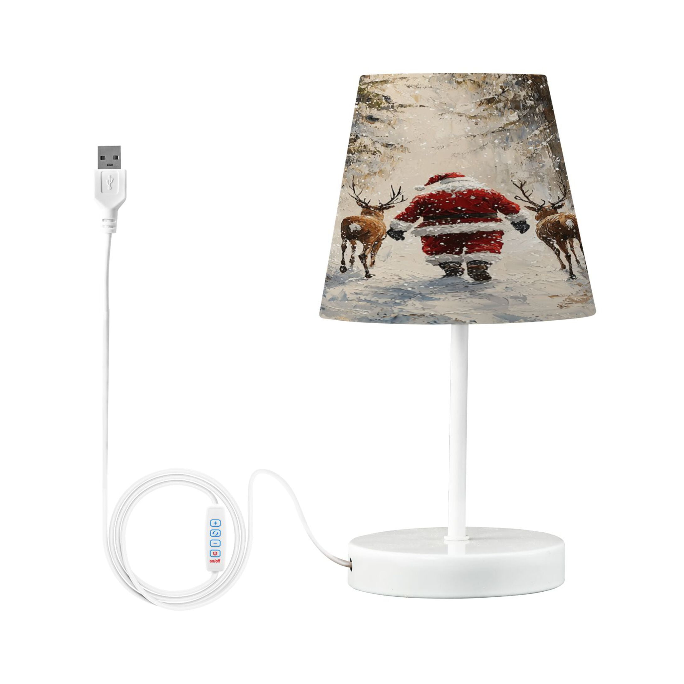 LED Desk Lamp Santa Claus and Reindeer Table Nightstand Lamps with 3 ...