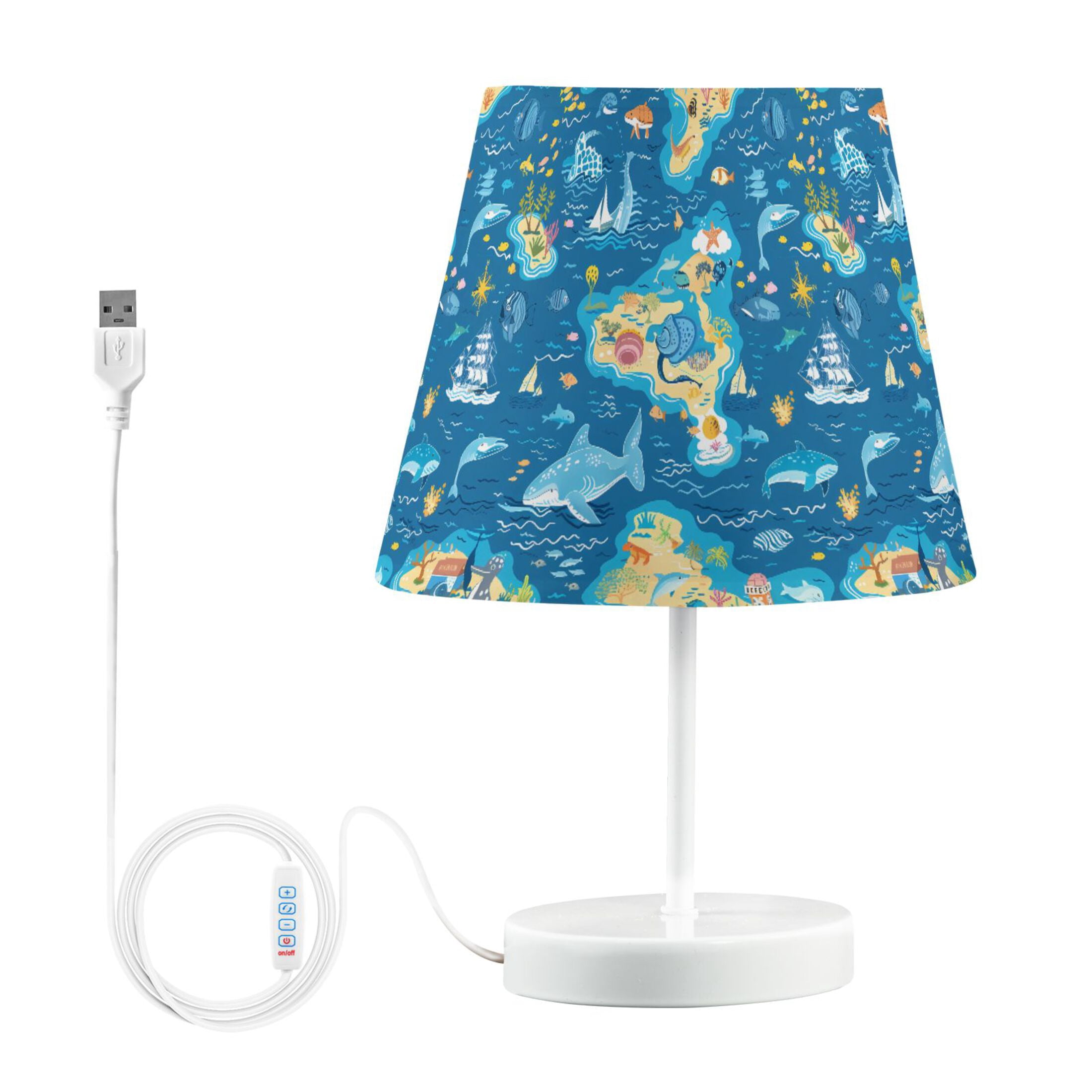 LED Desk Lamp Sea Islands Fish Ship Table Nightstand Lamps with 3 Color ...