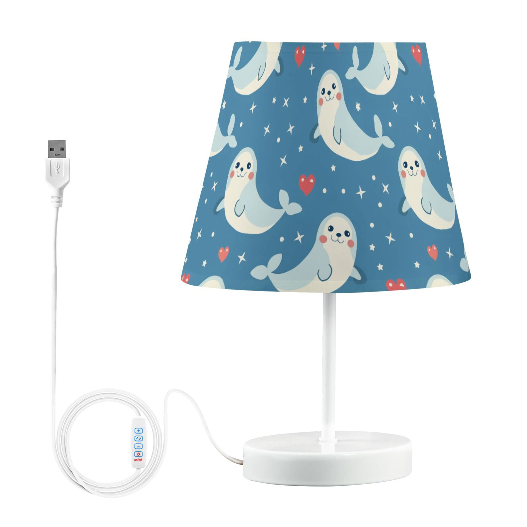 LED Desk Lamp Seal Star Dot Heart Table Nightstand Lamps with 3 Color ...