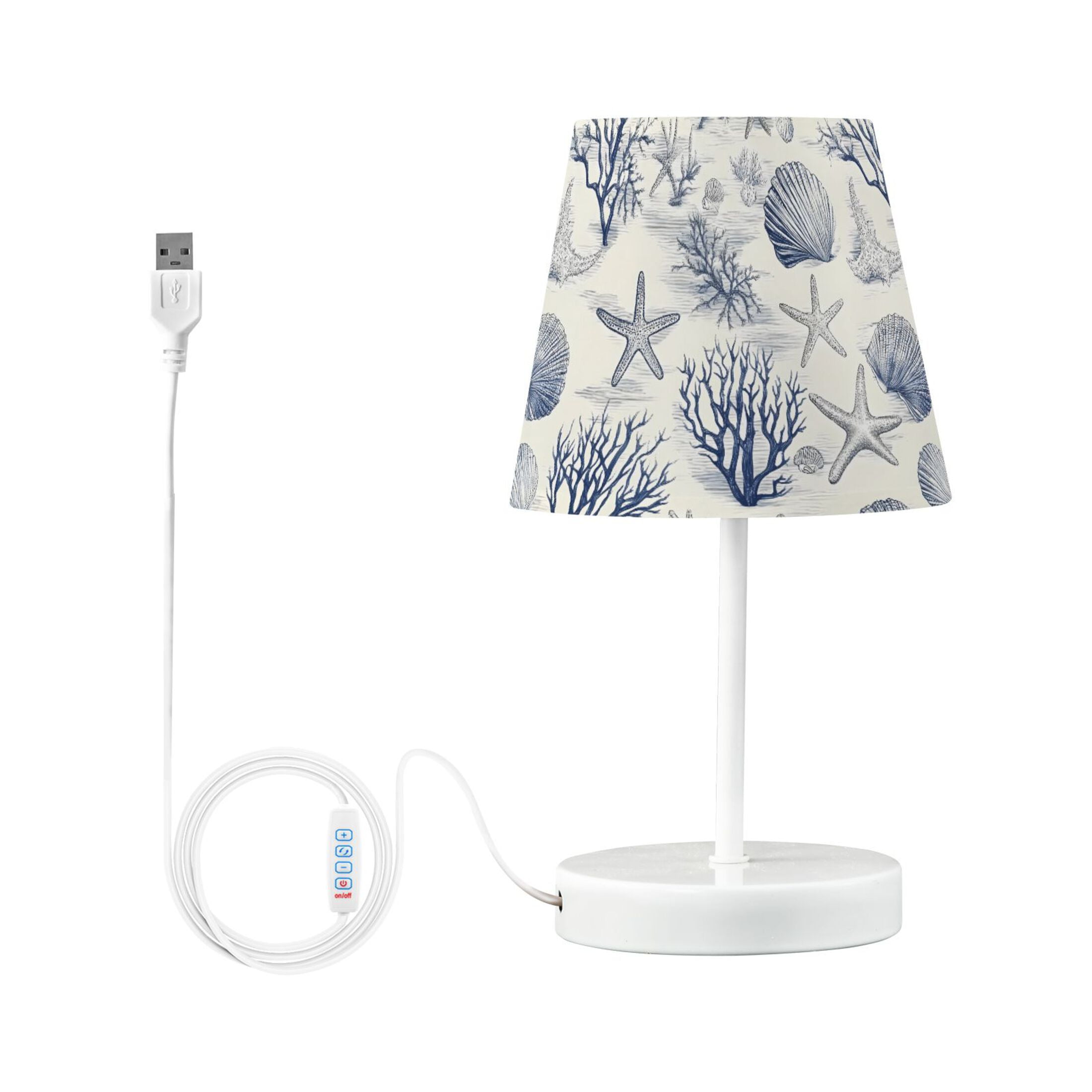 LED Desk Lamp Seashells Starfish Seaweed Table Nightstand Lamps with 3 ...