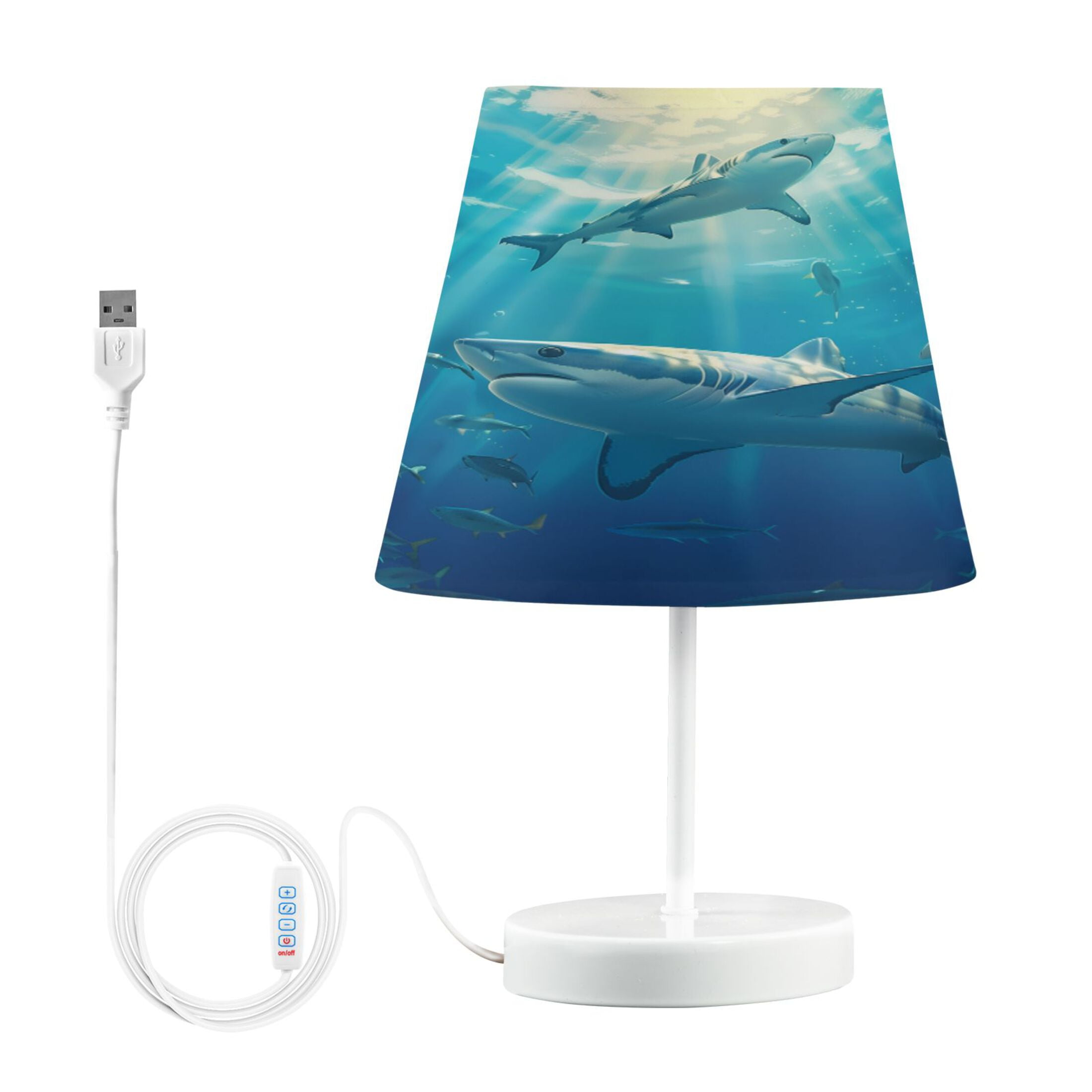 LED Desk Lamp Shark Fish Swimming Table Nightstand Lamps with 3 Color ...
