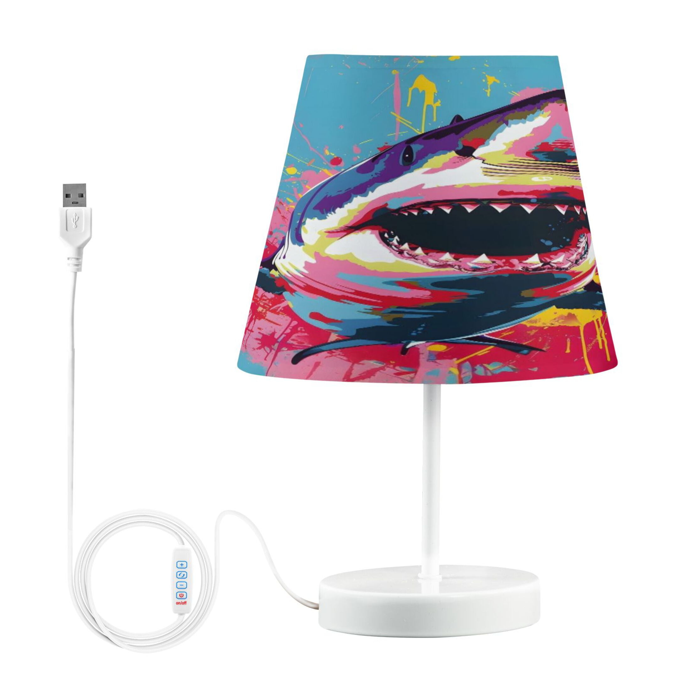 LED Desk Lamp Shark with Paint Table Nightstand Lamps with 3 Color ...