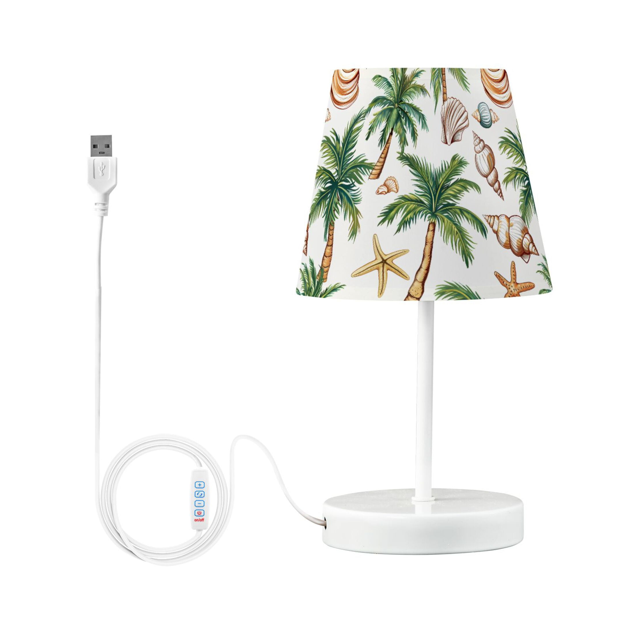 LED Desk Lamp Shells Palm Trees Starfish Table Nightstand Lamps with 3 ...