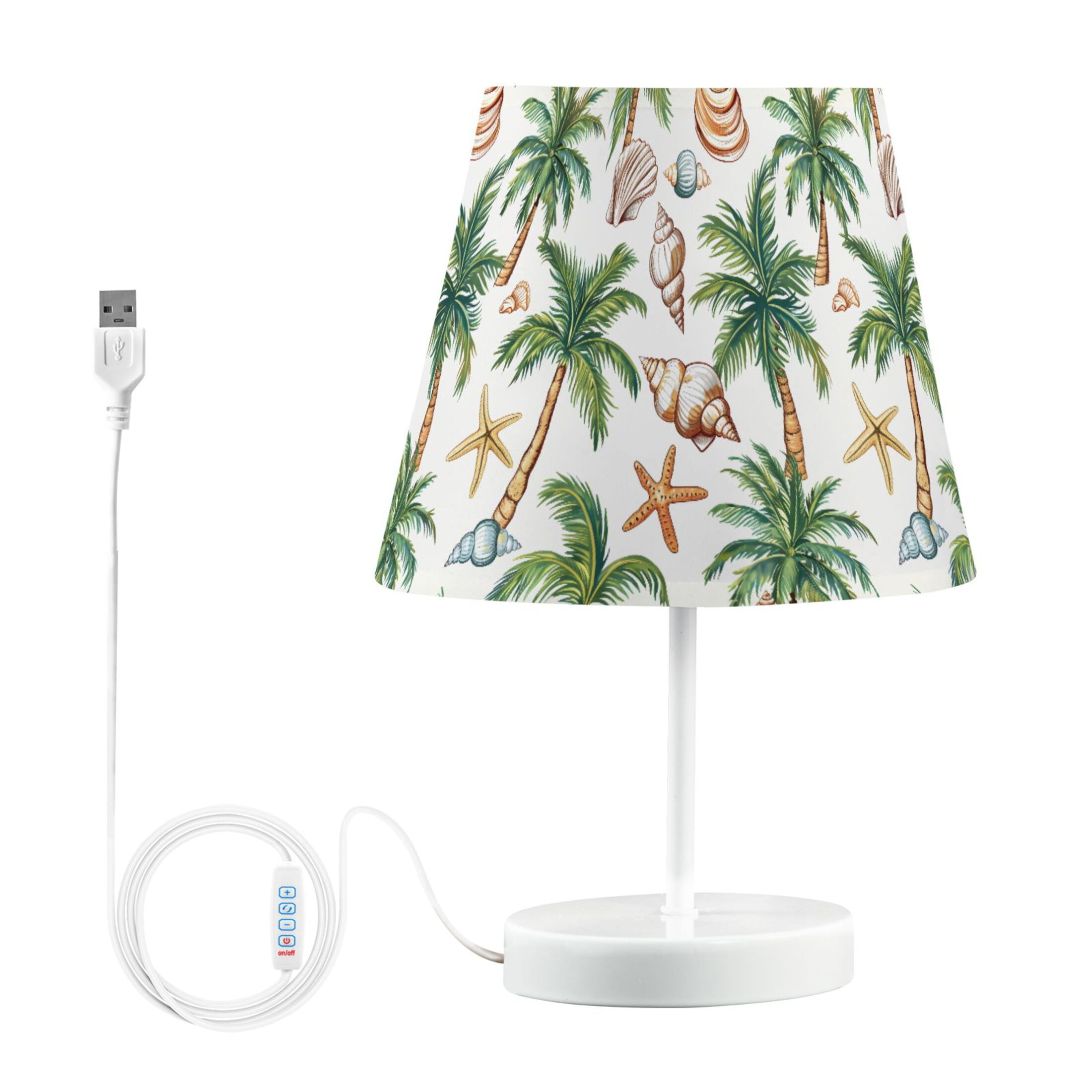 LED Desk Lamp Shells Palm Trees Starfish Table Nightstand Lamps with 3 ...